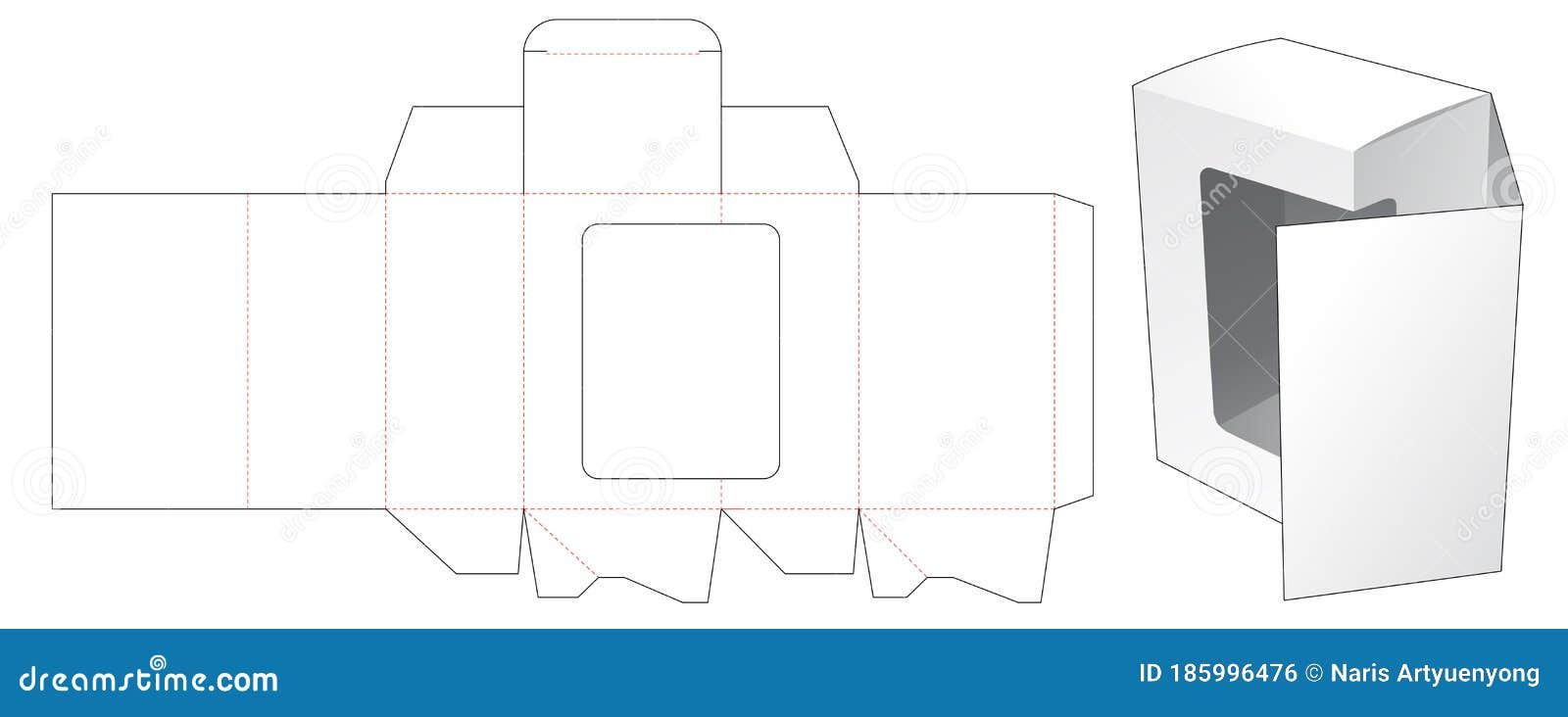 Front Flip Cover Packaging Box With Window Die Cut Template Stock ...