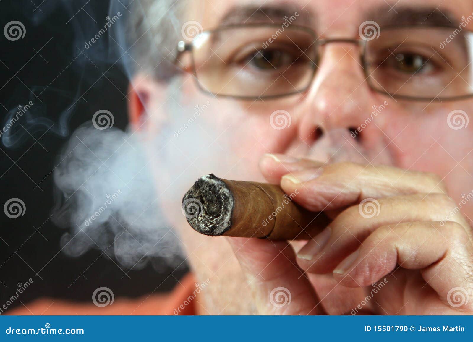 Lit Cigar With Smoke