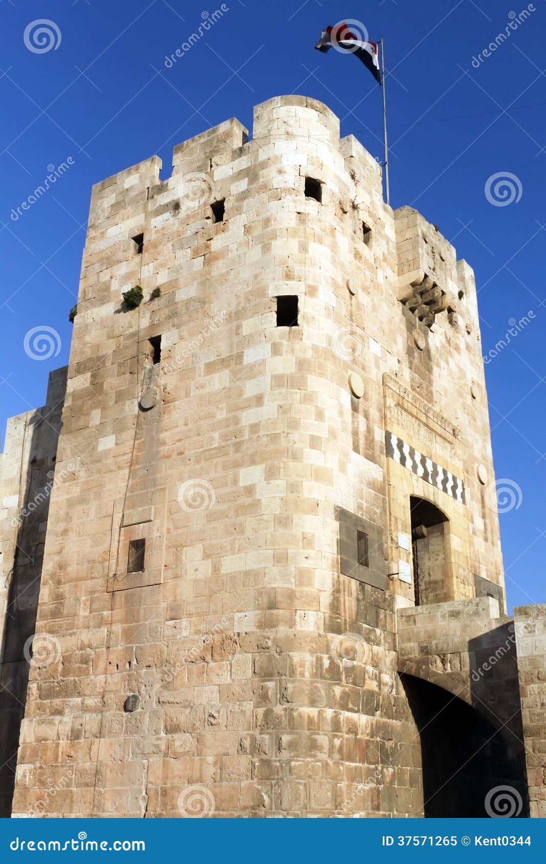 Front Gate of Aleppo Citadel, Syria Stock Image - Image of east ...