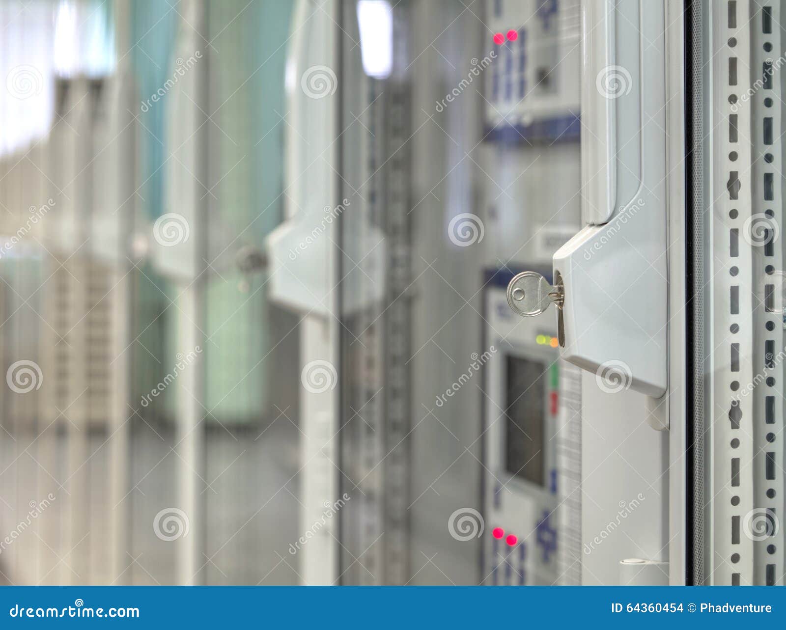 Front Glass Doors On Electrical Control Cubicles And Key In Control ...