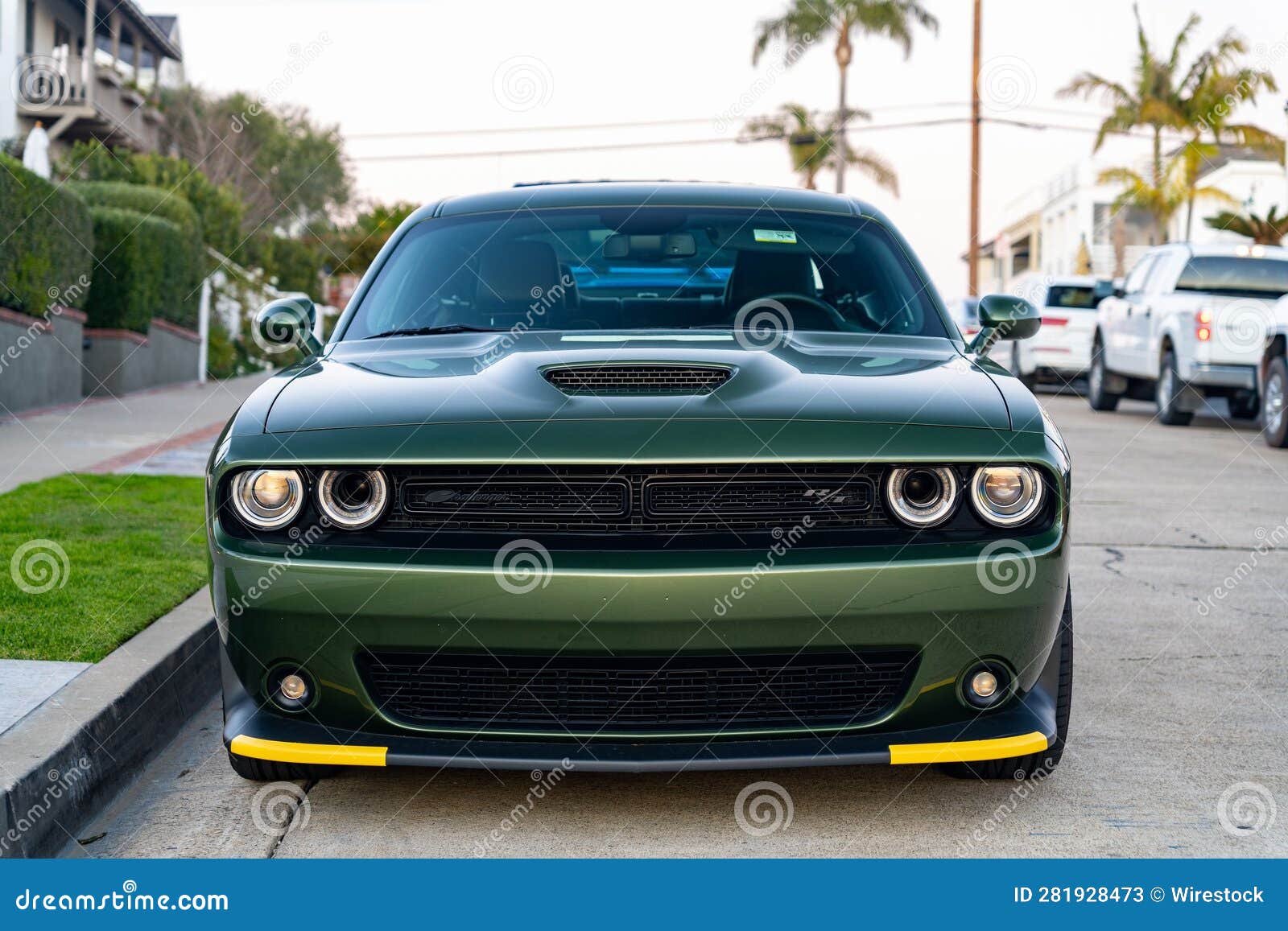 The Front of a Green 2023 Dodge Challenger on a Street Editorial Stock ...