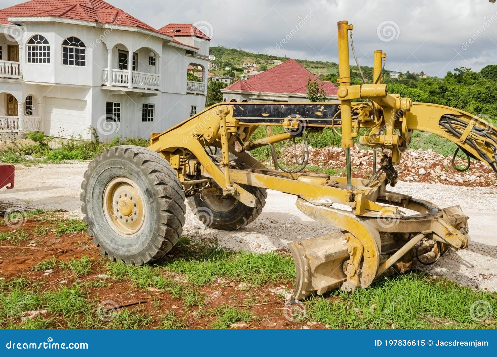 Front Half of the Motor Grade from Behind Stock Image - Image of ...