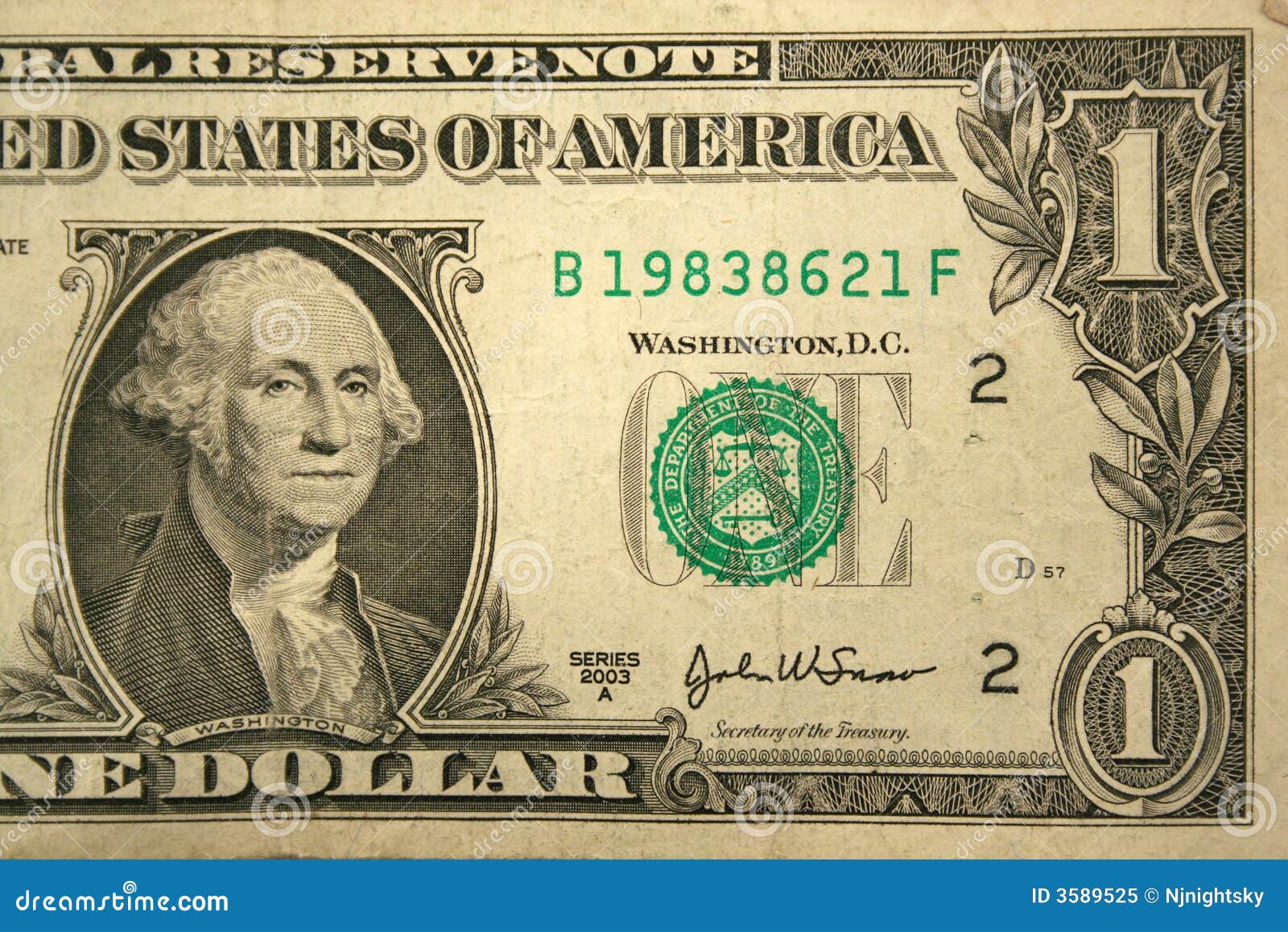 One Dollar Bill Front