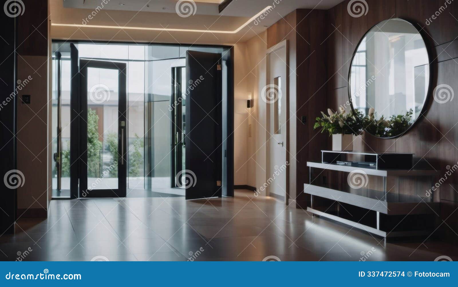 Front Hall of an Office or Hotel in Warm Colors, Ai Stock Illustration ...