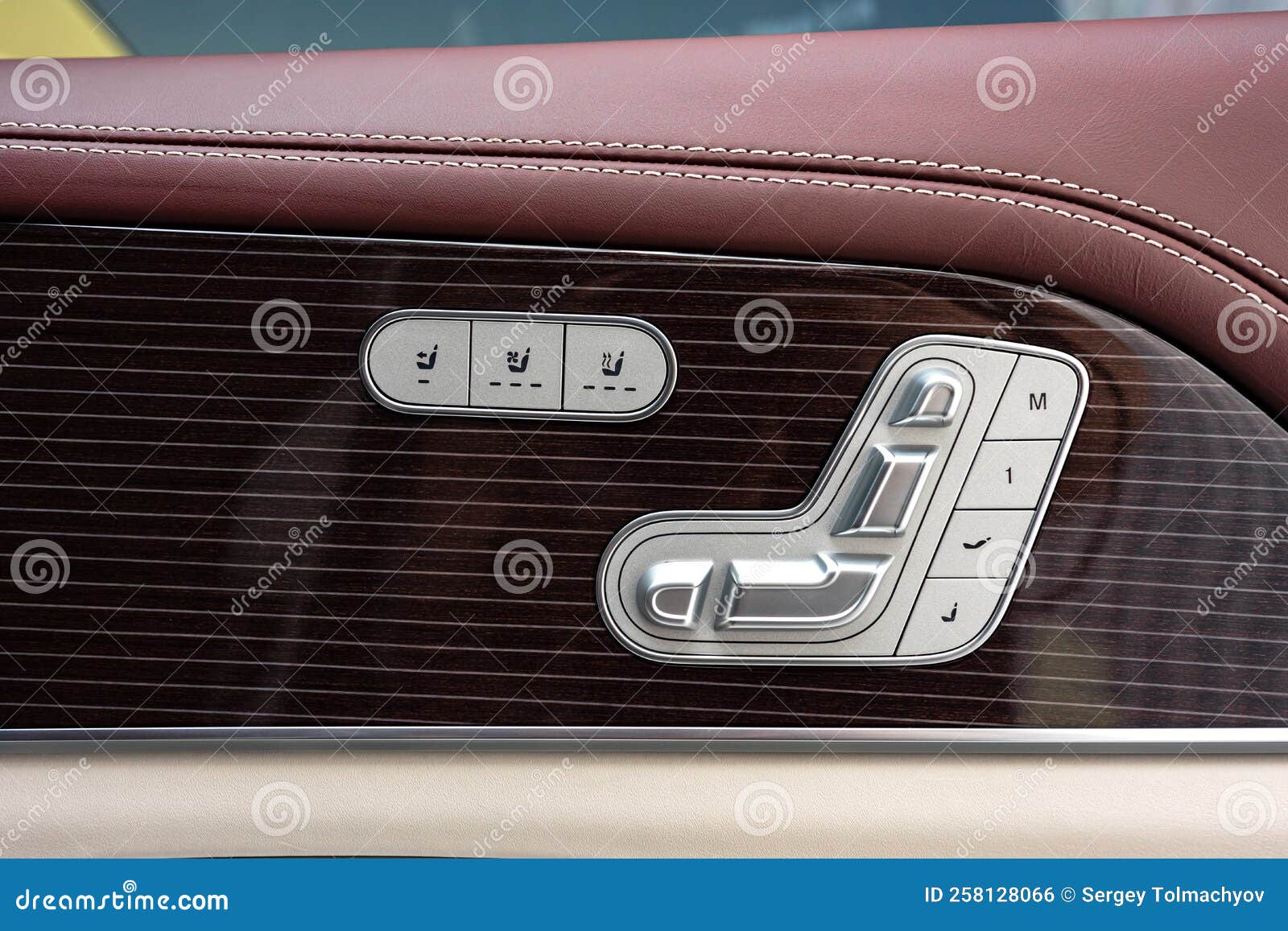 Front Handle Door Panel with Buttons of a Luxury Car Stock Photo ...
