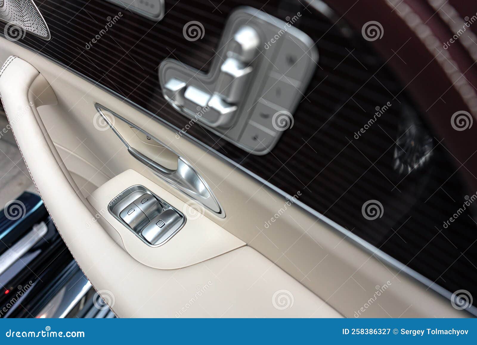 Front Handle Door Panel with Buttons of a Luxury Car Stock Image ...