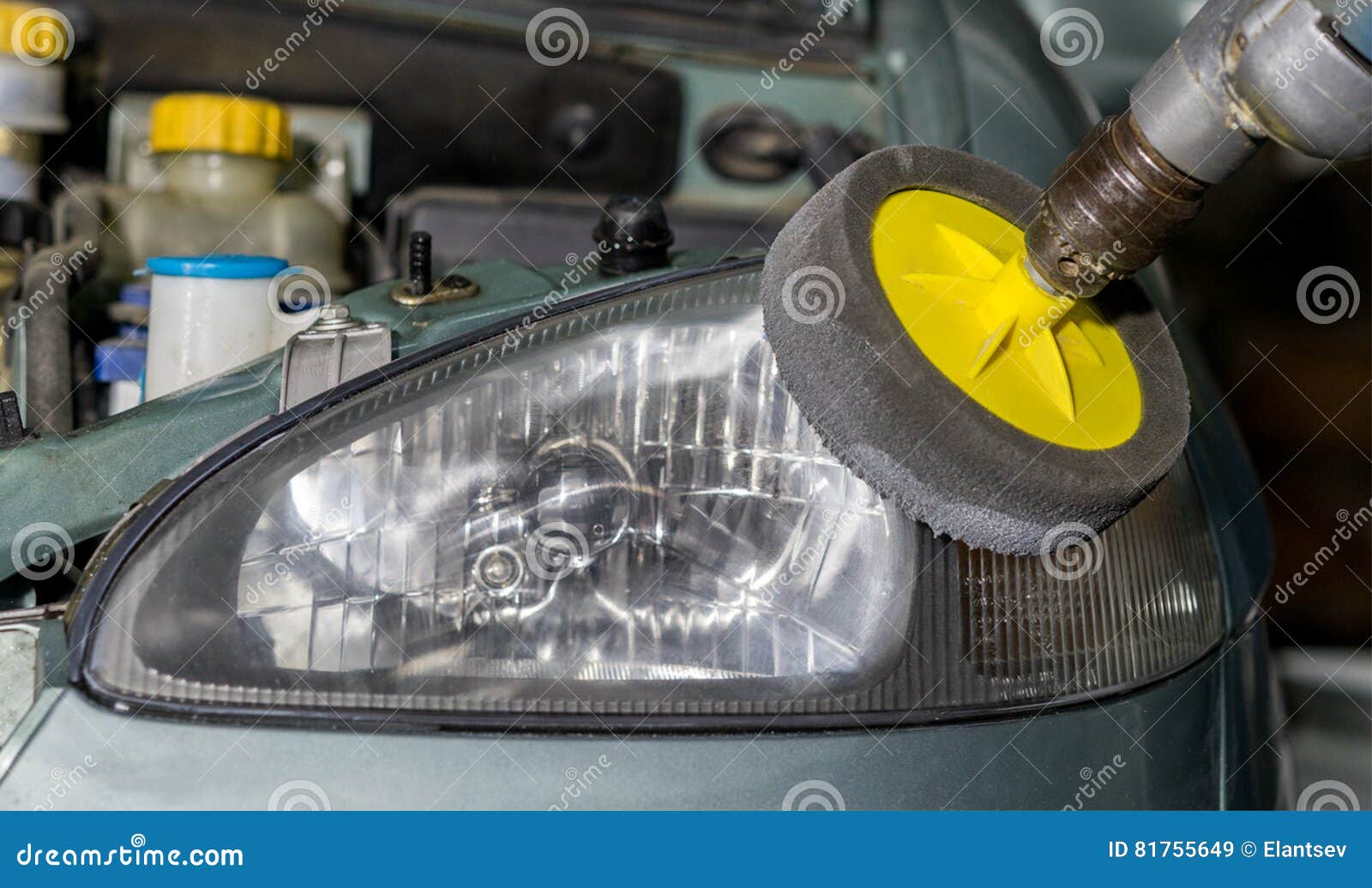 Front Headlight Polishing, Renewed Headlamp. Stock Image - Image of ...