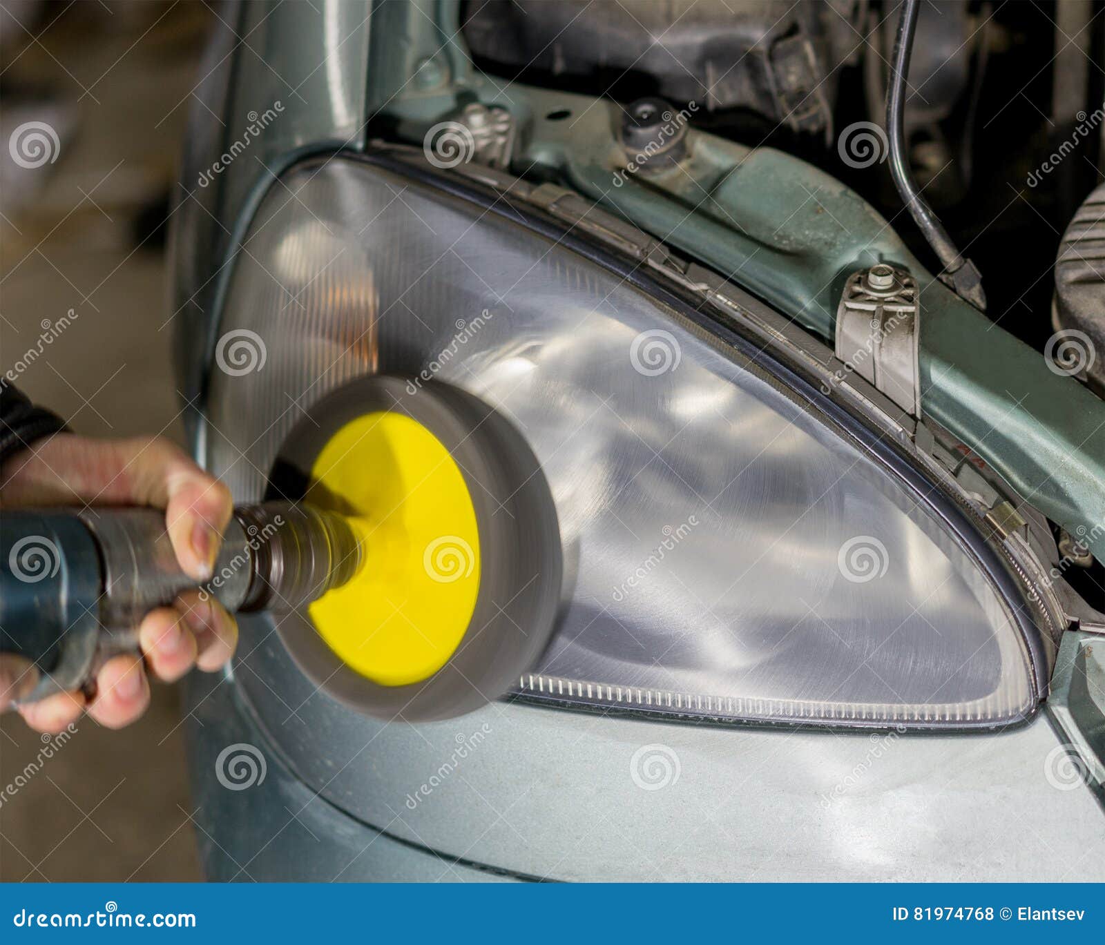 Front Headlight Polishing, Renewed Headlamp. Stock Photo - Image of ...