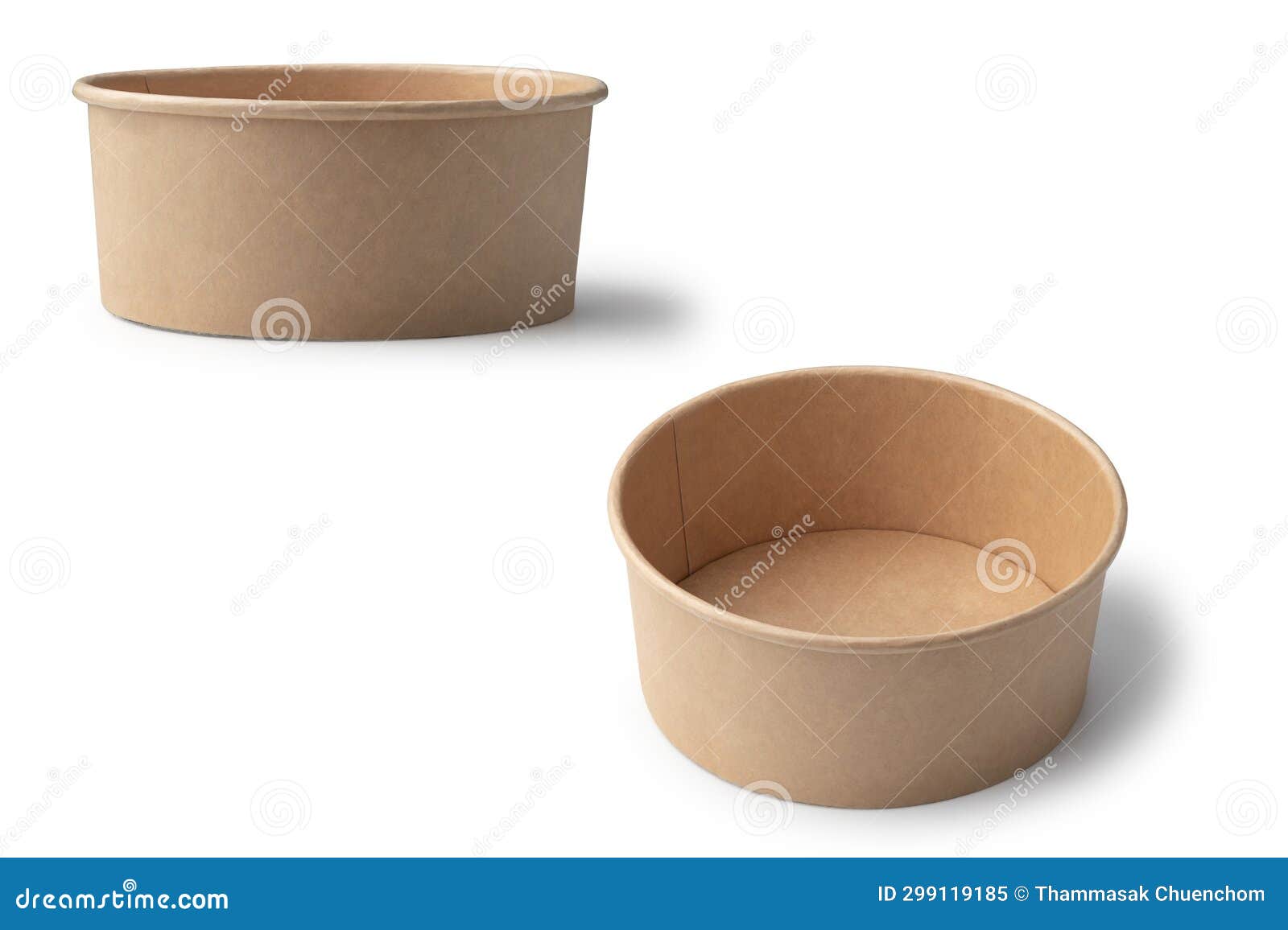 Front and High Angle View of Brown Paper Cup on White Stock Image ...