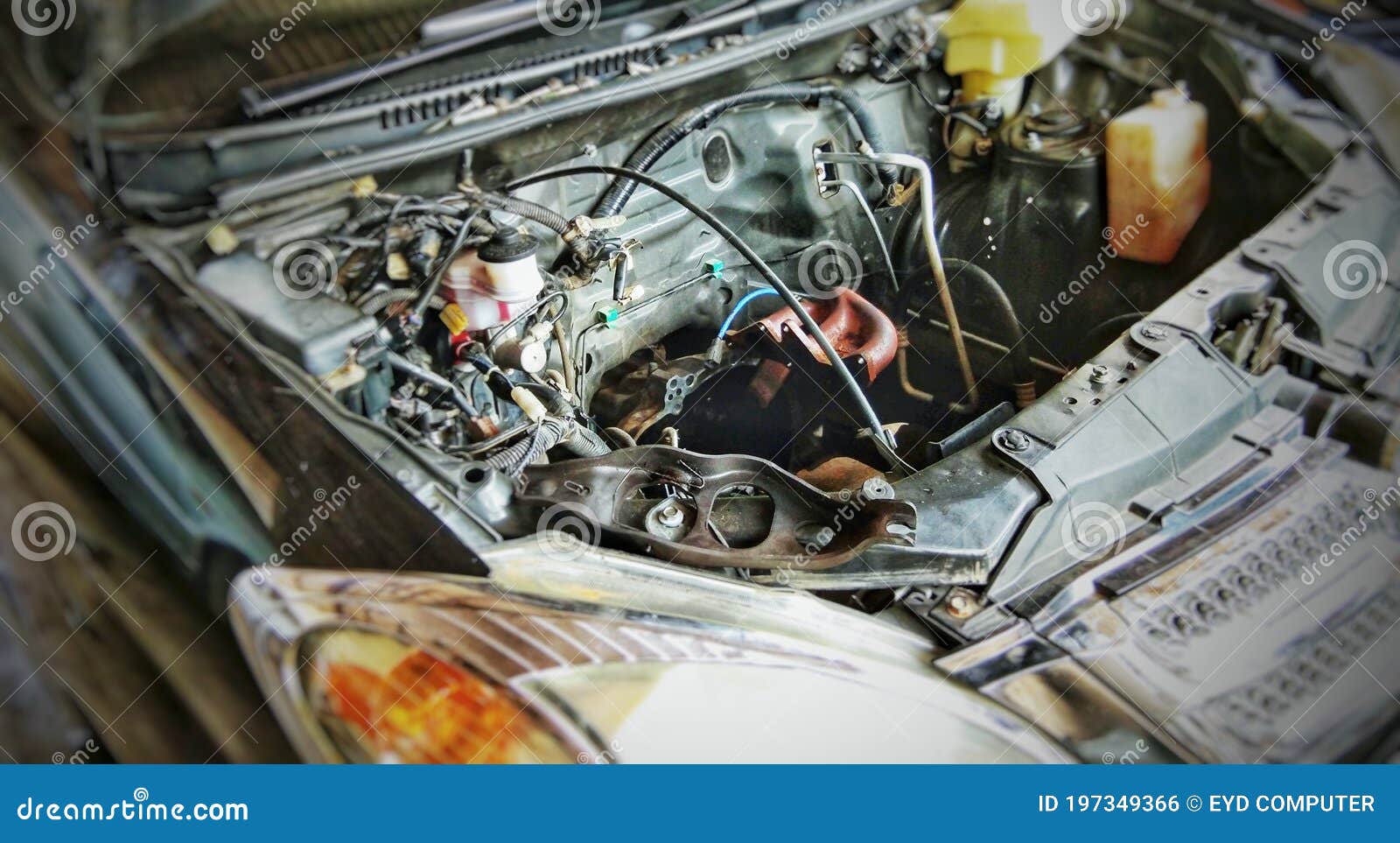 The Front Hood View of the Car without the Engine Stock Photo - Image ...