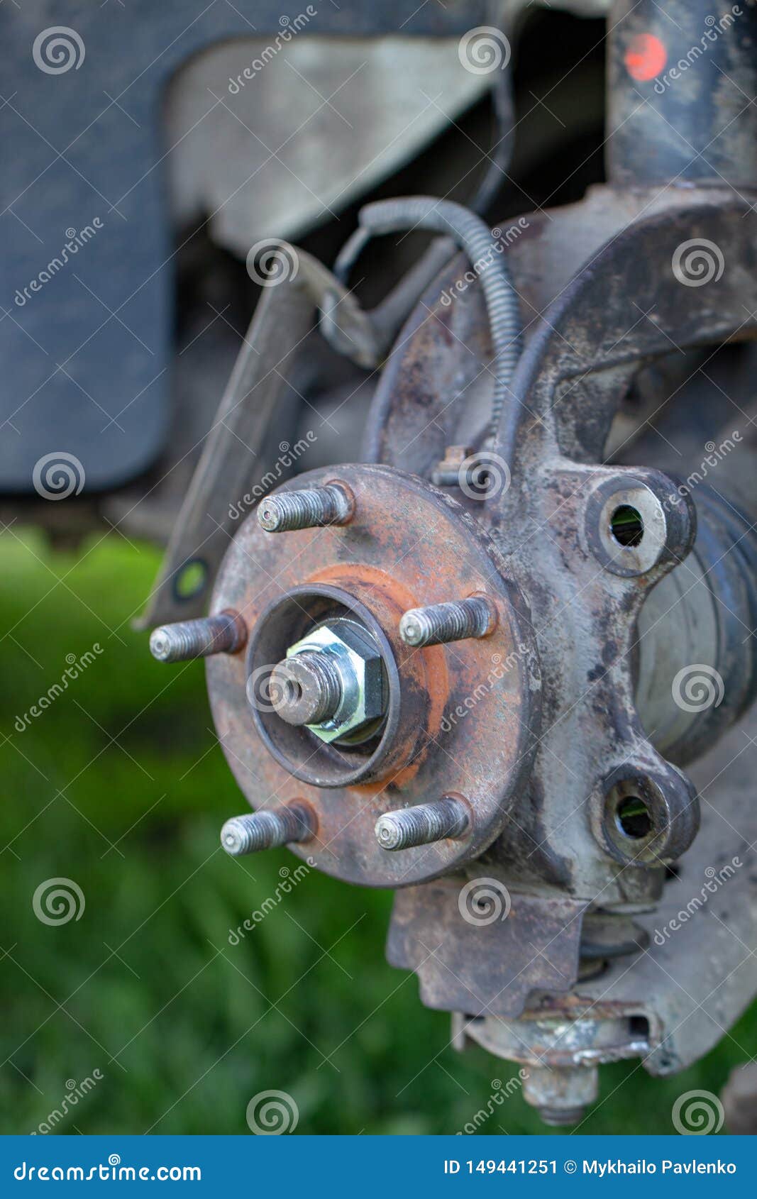 Front Hub of the Car with the Brake System Dismounted, Preparing To ...
