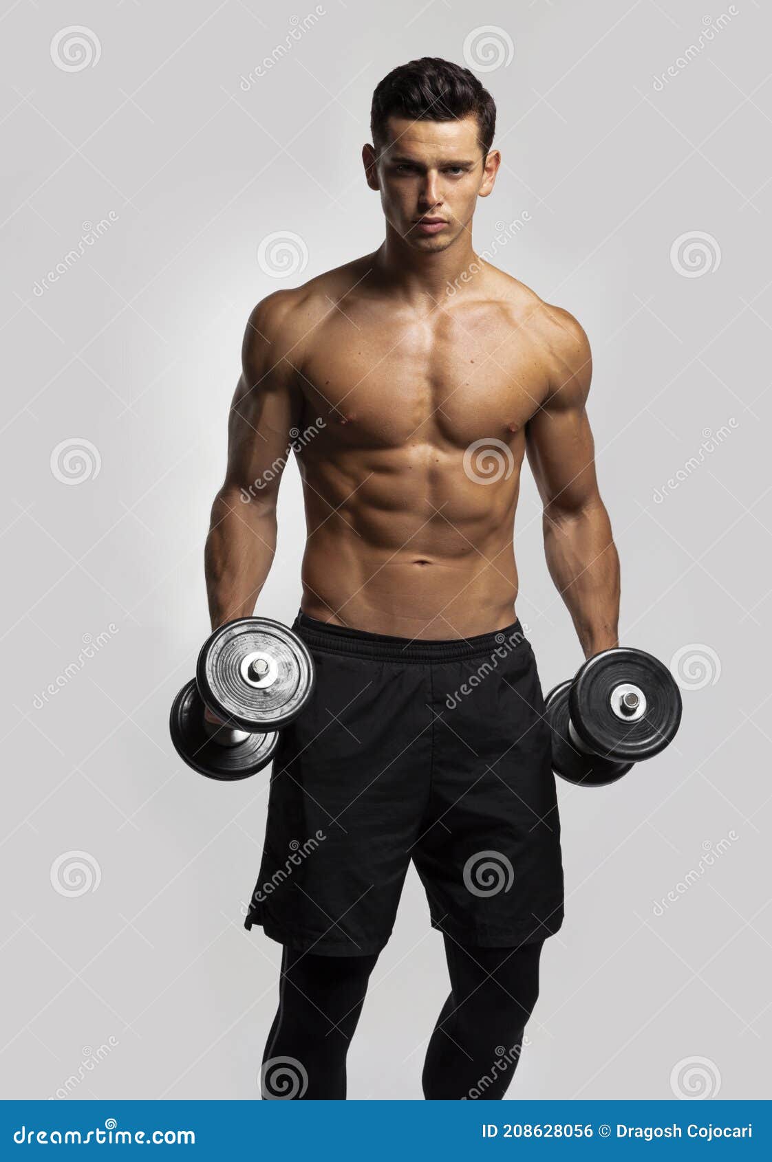 Shirtless Torso Of Caucasian Male With Sun Burned Arms Stock Image