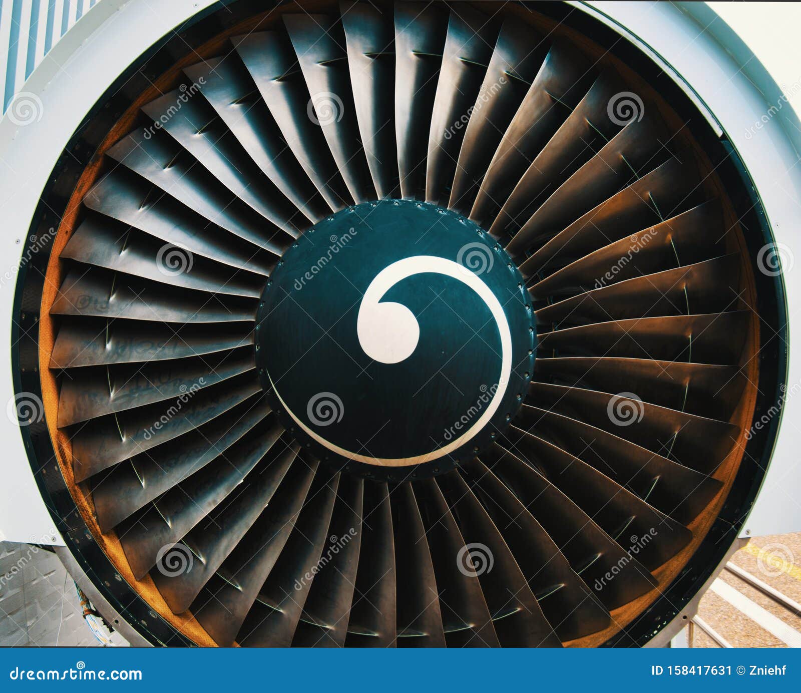 Front of the Jet Engine of a Passenger Aircraft, Close-up View Stock ...