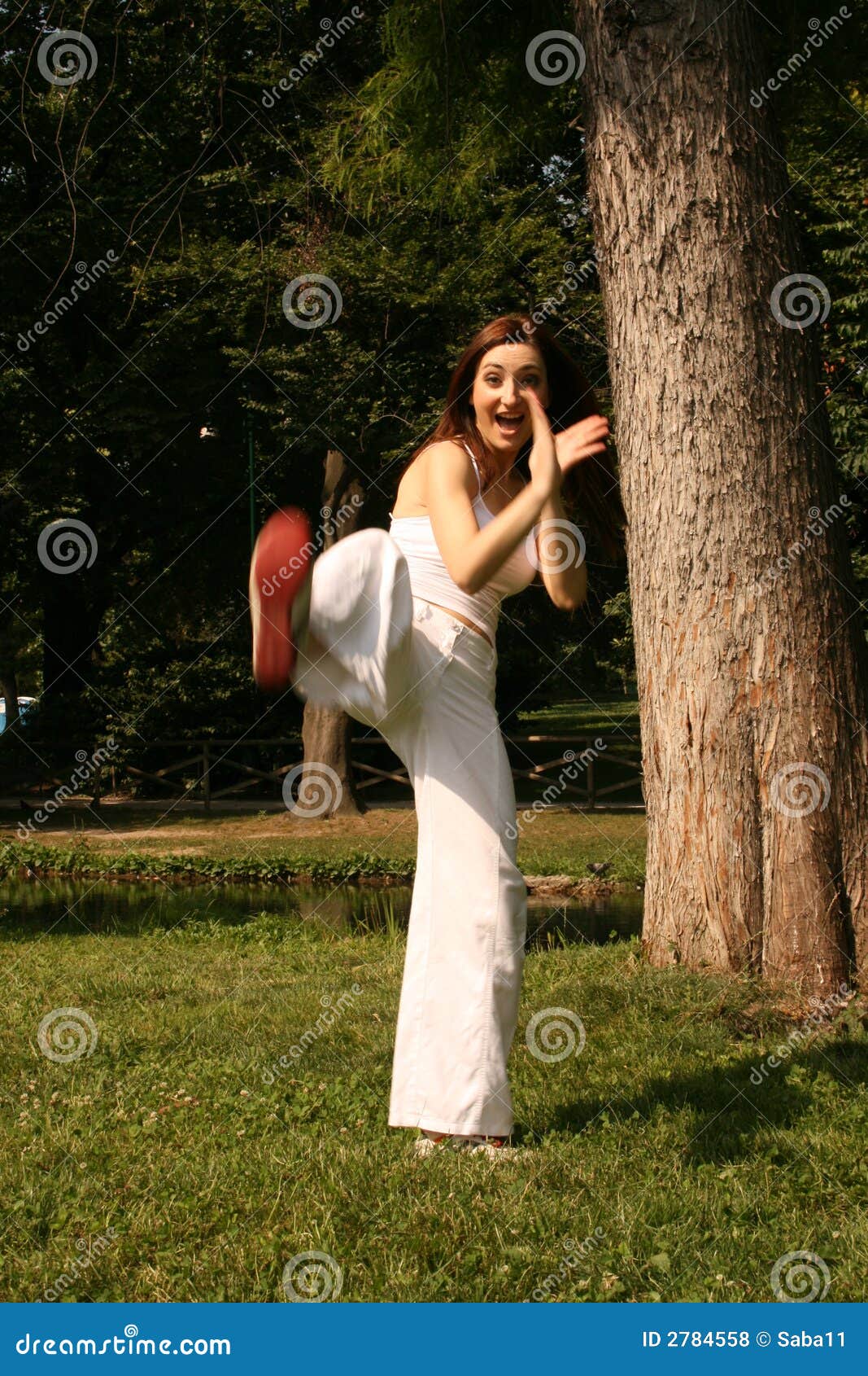 Front kick stock photo. Image of active, activity, brunette - 2784558