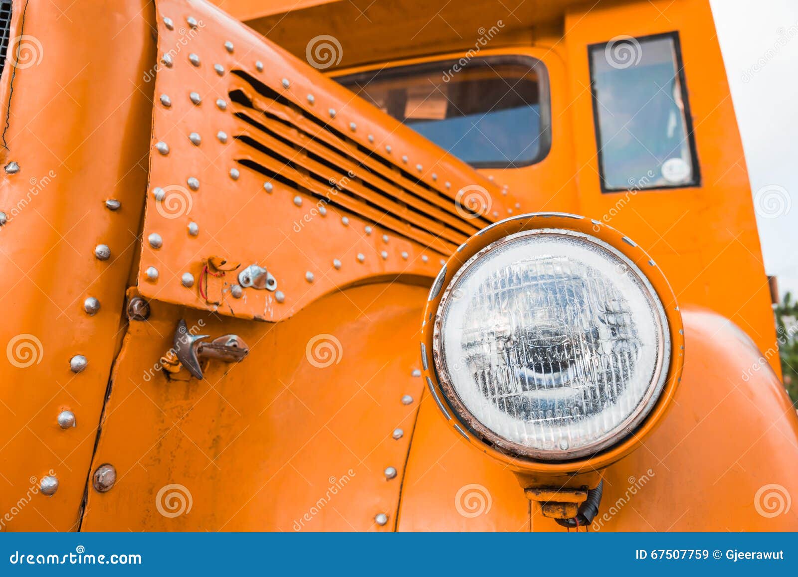 Front Lamp of Orange School Bus Stock Image - Image of retro, detail ...