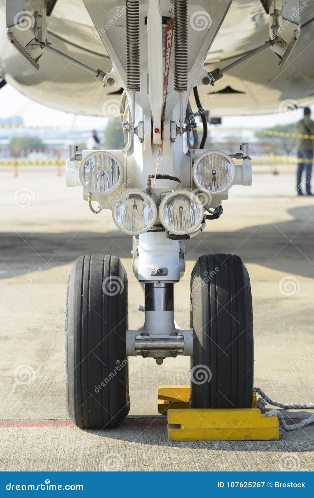 Front Landing Gear and Aircraft Lights Stock Image - Image of ...