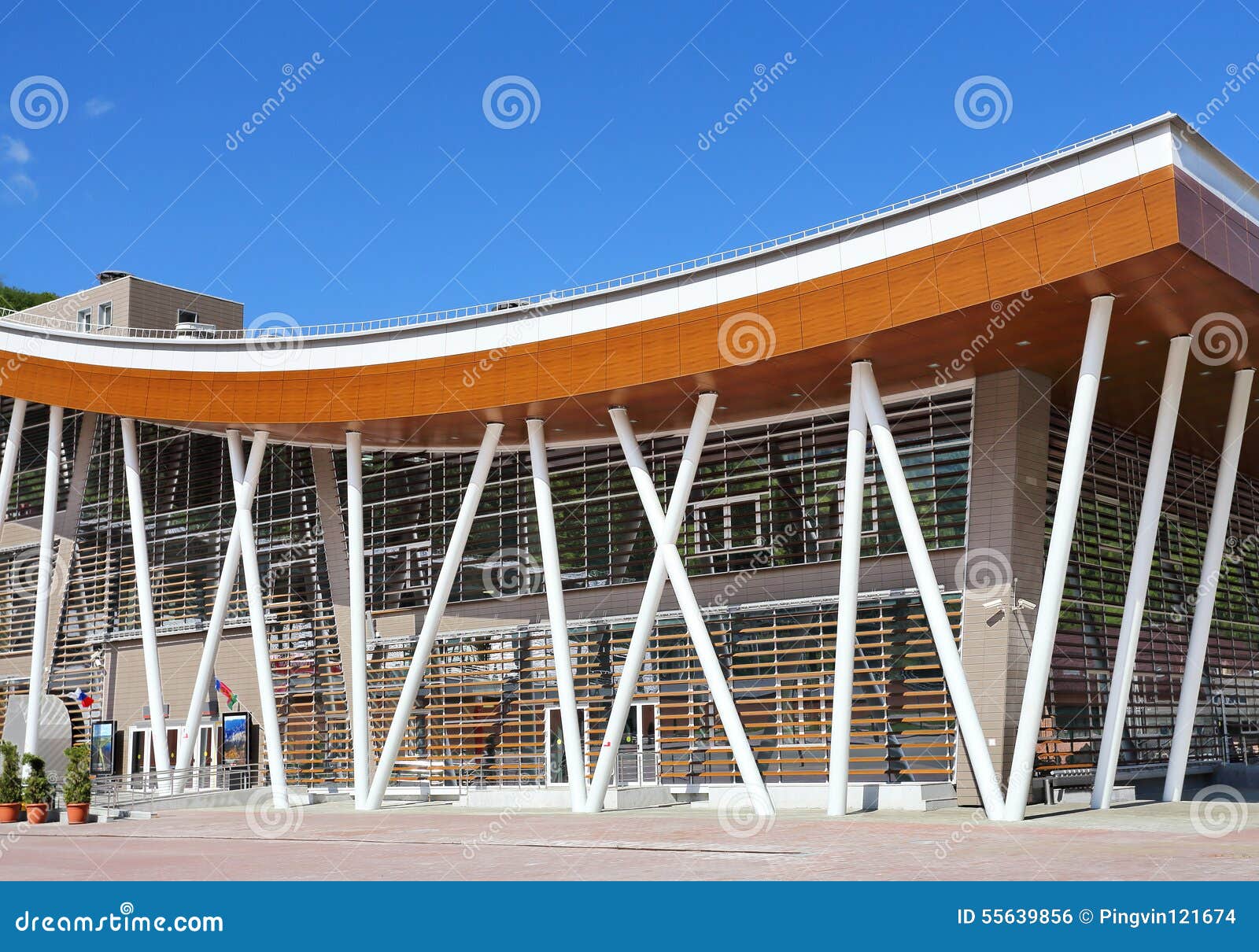 Front of Large Building with Steel Constructions Stock Photo - Image of ...