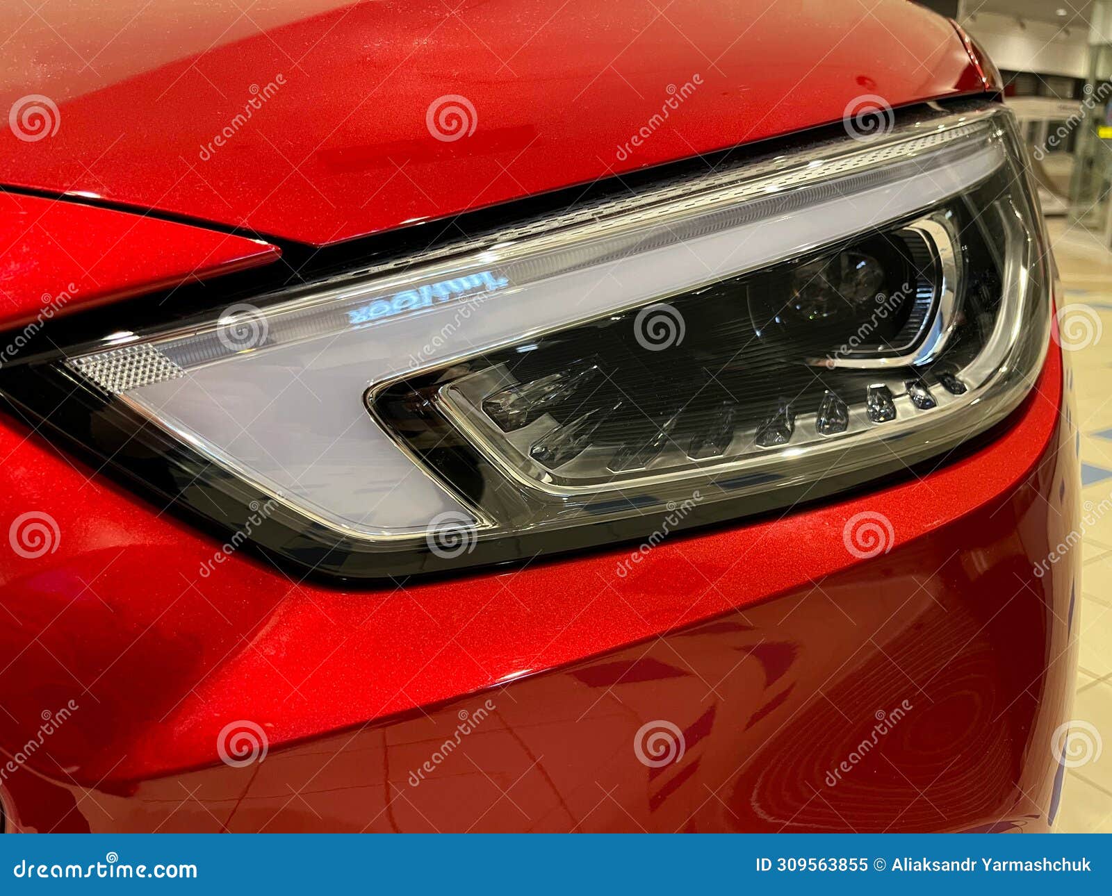 Front LED Low Beam and High Beam Headlights Stock Image - Image of ...