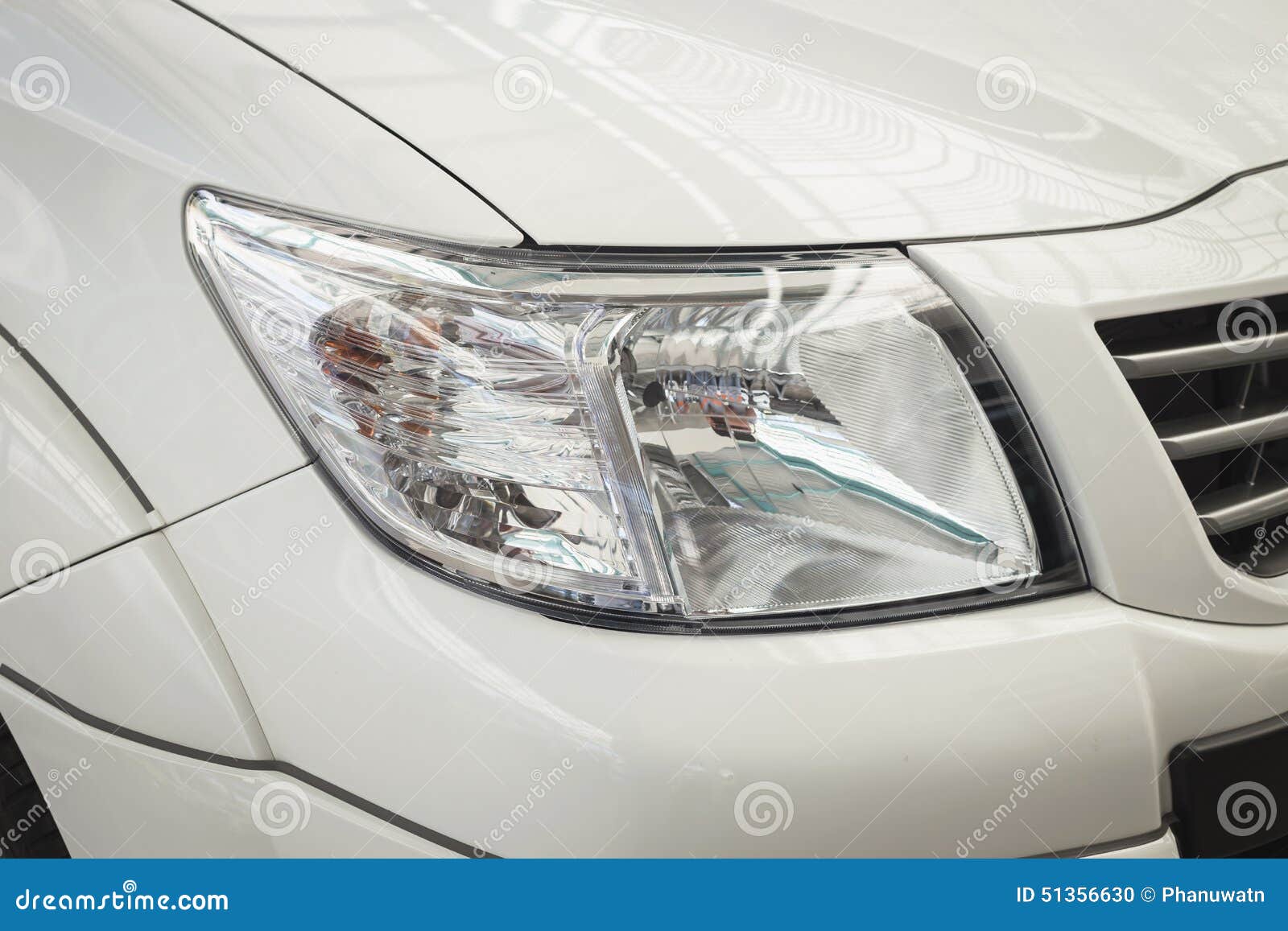 Front light of new car stock photo. Image of white, technology - 51356630