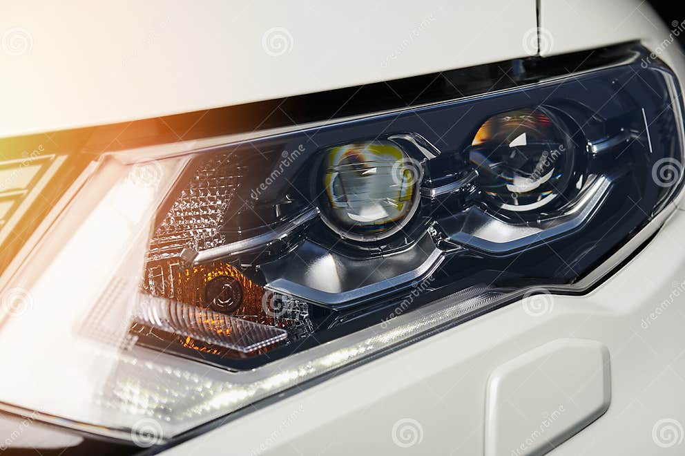 Front lights in modern car stock photo. Image of front - 190662660