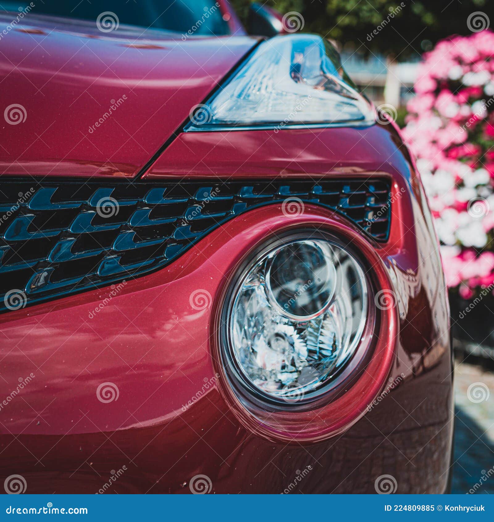 Front Lights of the Red Car, Vehicle Details Stock Image - Image of ...