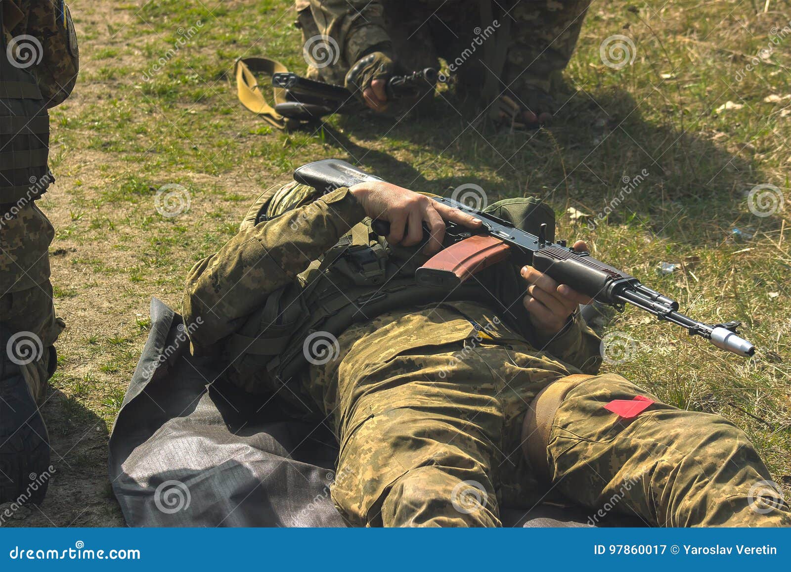 Front Line. Military Attack on Battlefield from Ambush Stock Image ...