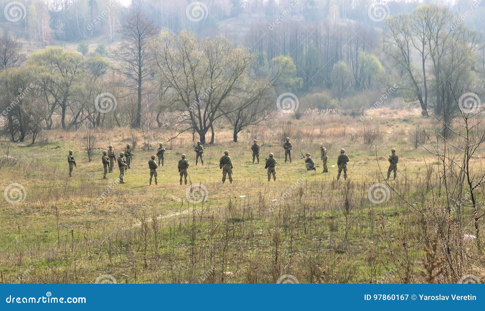 Front Line. Military Attack on Battlefield from Ambush Stock Image ...