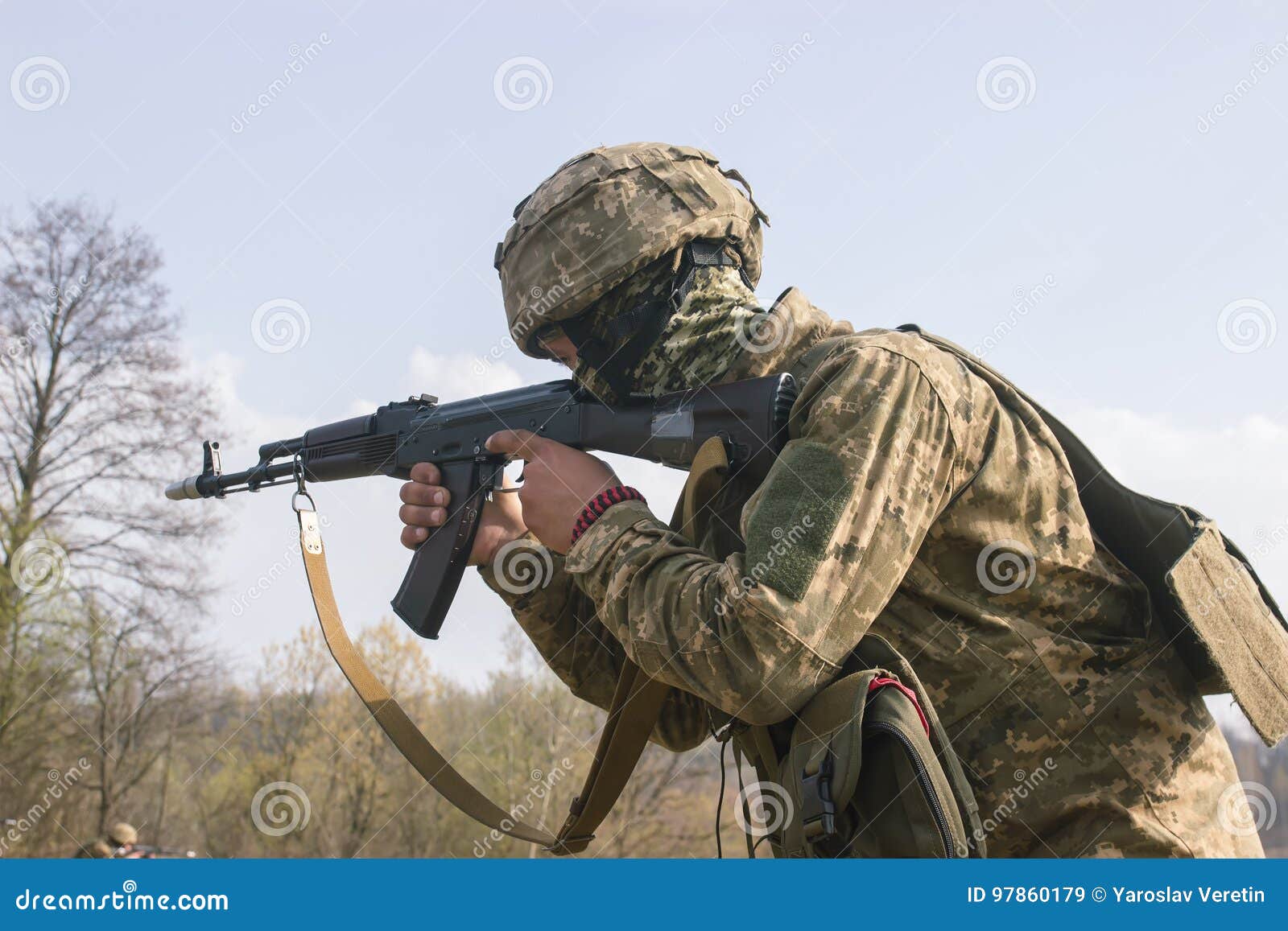 Front Line. Military Attack on Battlefield from Ambush Stock Image ...