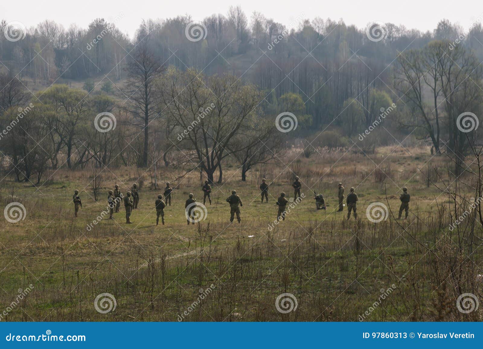 Front Line. Military Attack on Battlefield from Ambush Stock Image ...