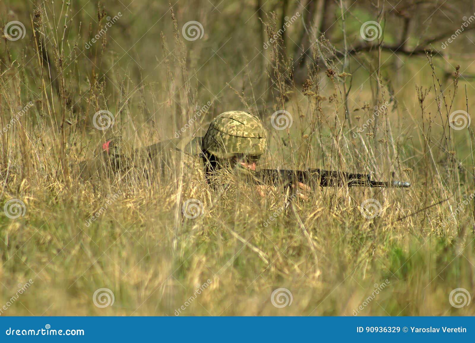 Front Line. Military Attack on Battlefield from Ambush Stock Image ...