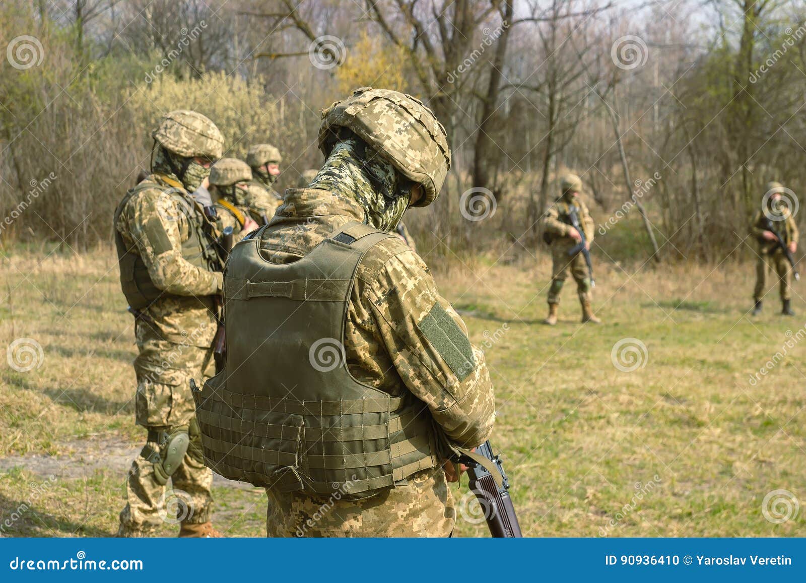 Front Line. Military before Attack on Battlefield Briefing Stock Photo ...