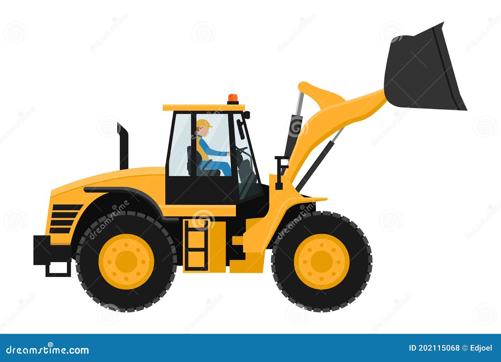 Front Loader Design with Heavy Machinery Driver Stock Vector ...
