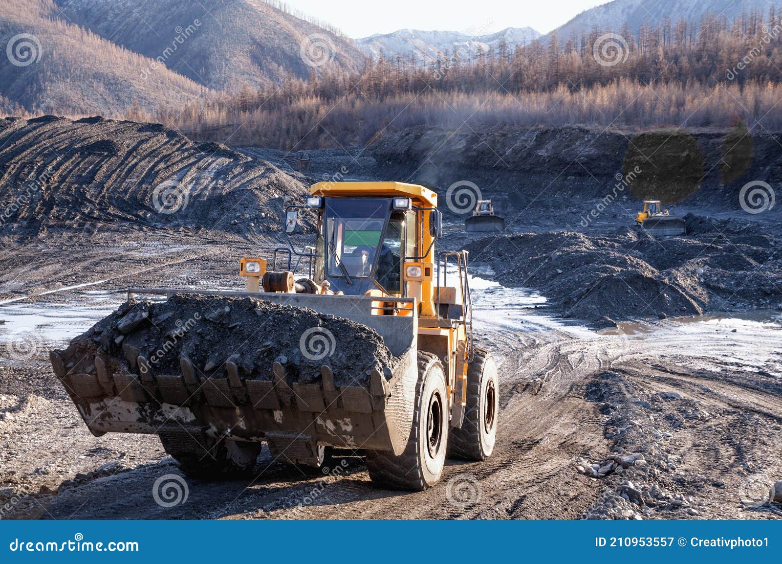 Front Loader in the Mountains of Eastern Siberia / Earthworks / Mining ...