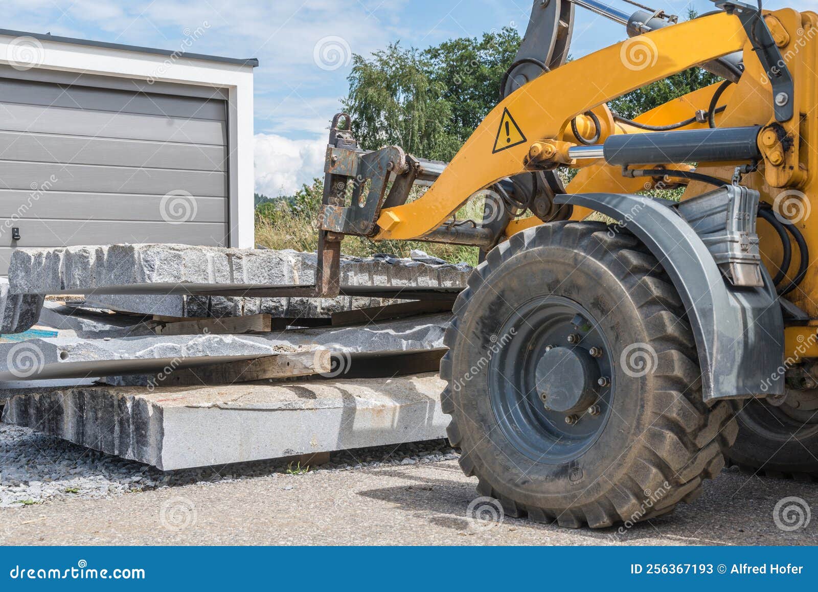 Front Loader and Natural Stone Granite Transport Stock Image - Image of ...