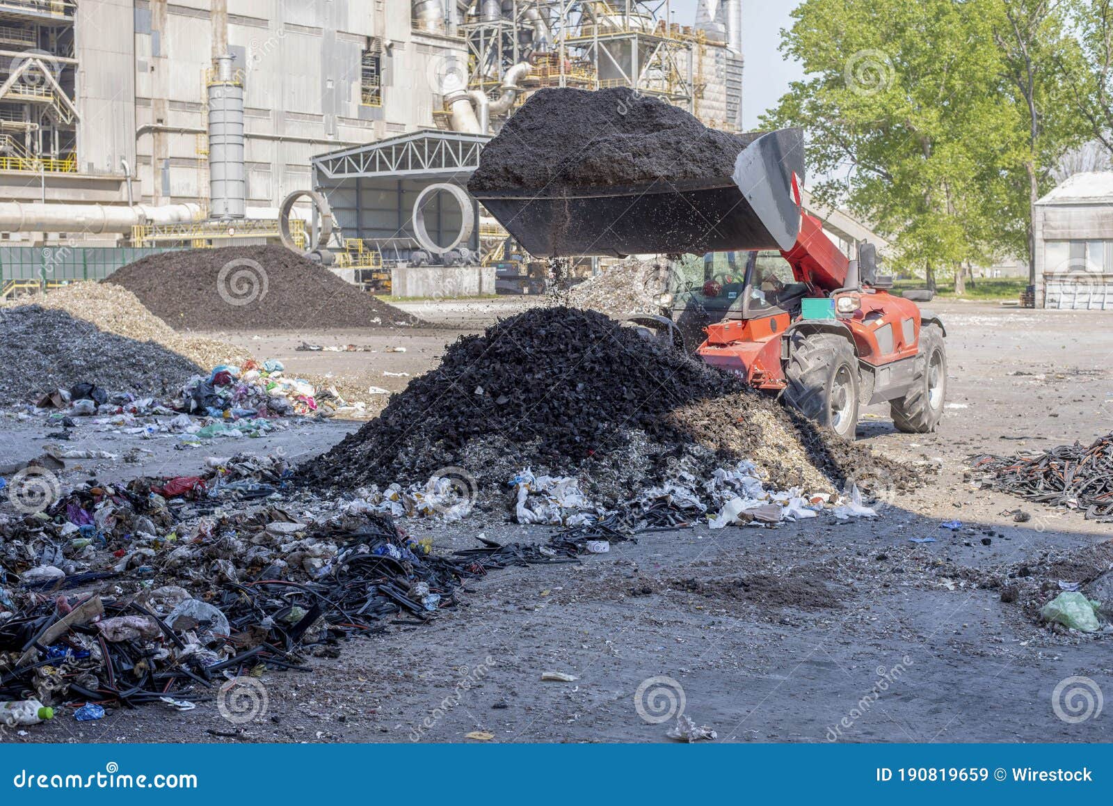 Front Loader Transporting Industrial and Communal Waste Materials in ...