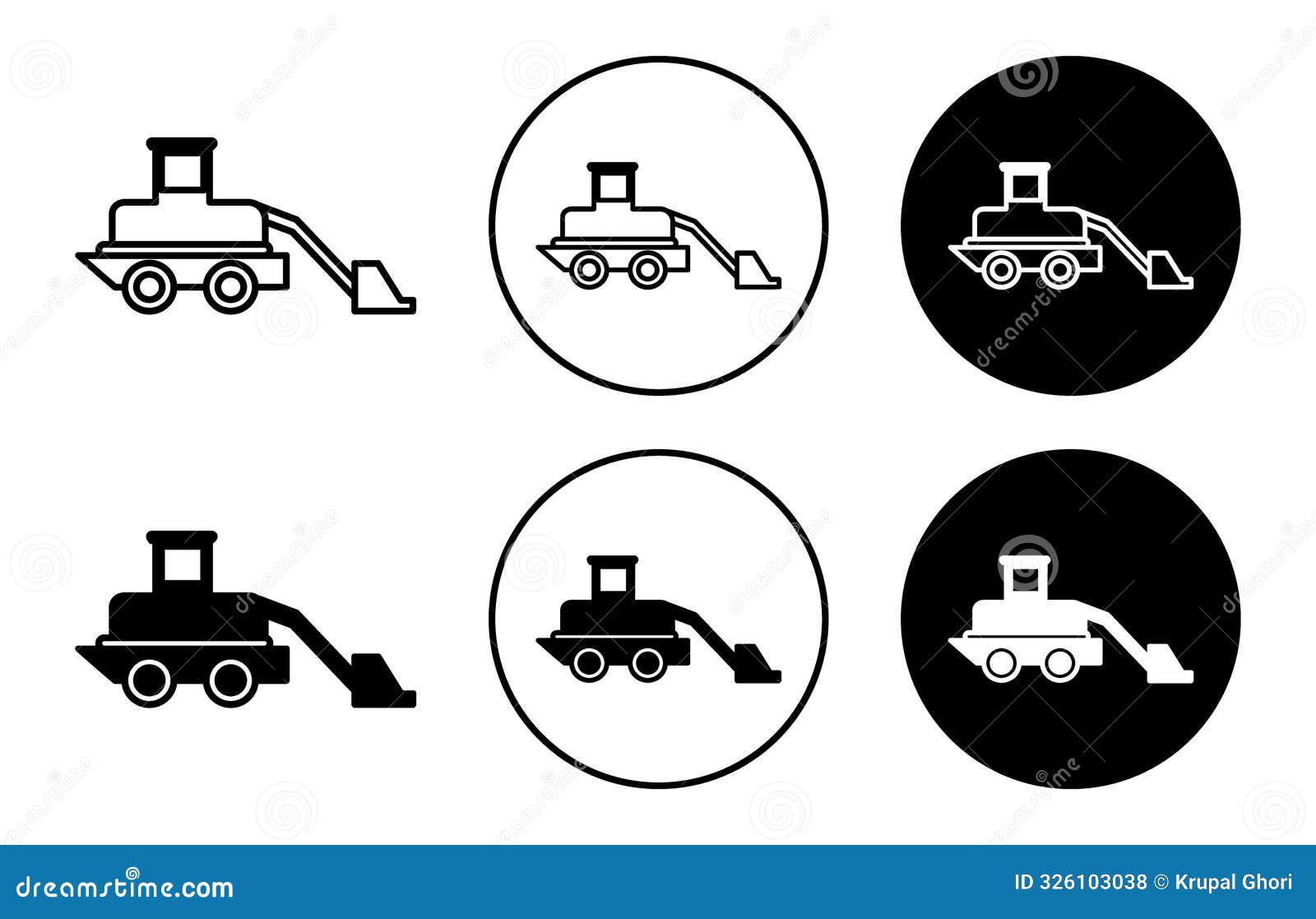 Front Loader Truck Flat Line Icon Set. Front Loader Truck Thin Line ...