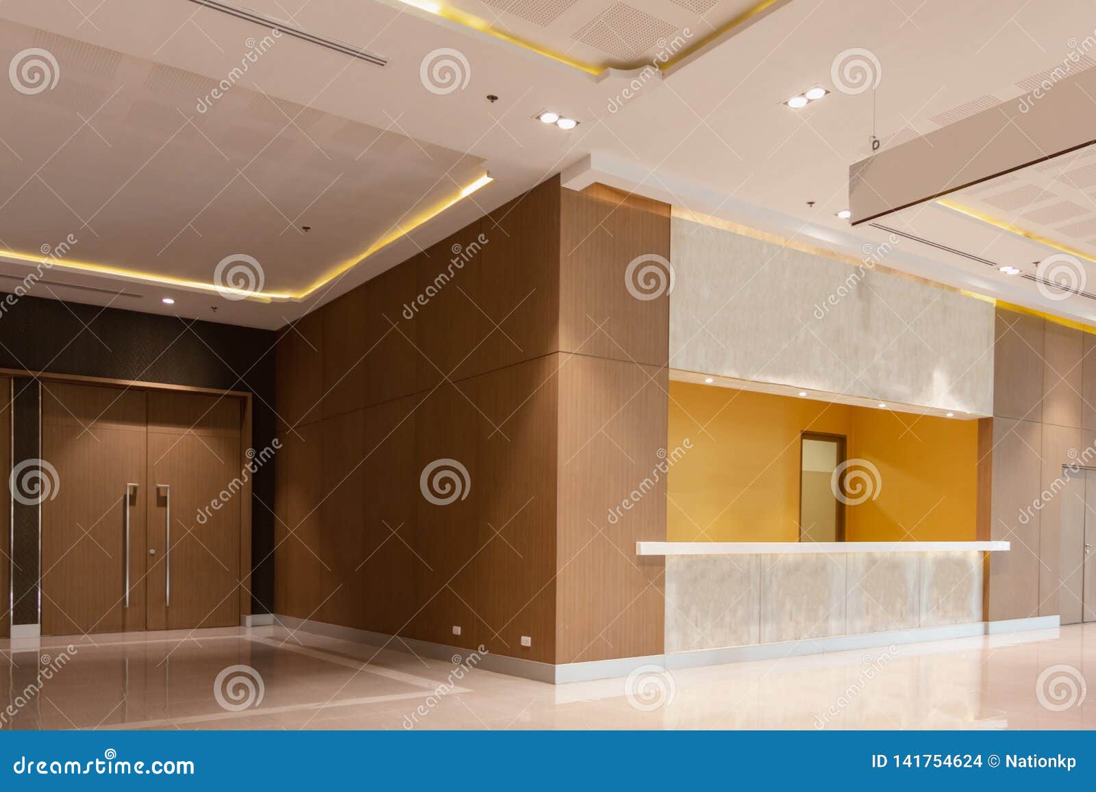 Front of lobby in hall stock photo. Image of floor, doors - 141754624