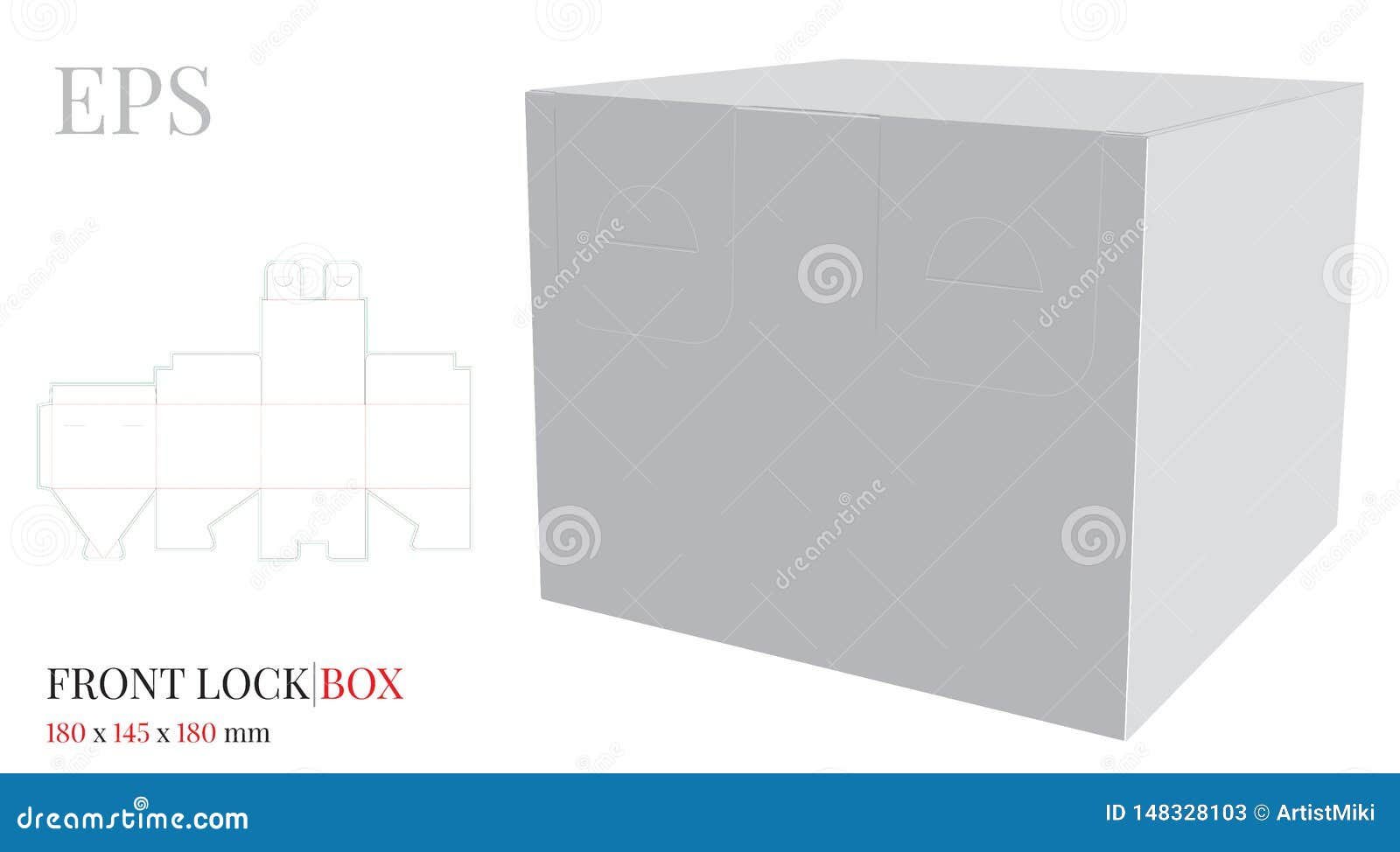 Front Lock Box Template, Vector with Die Cut / Laser Cut Layers. White ...
