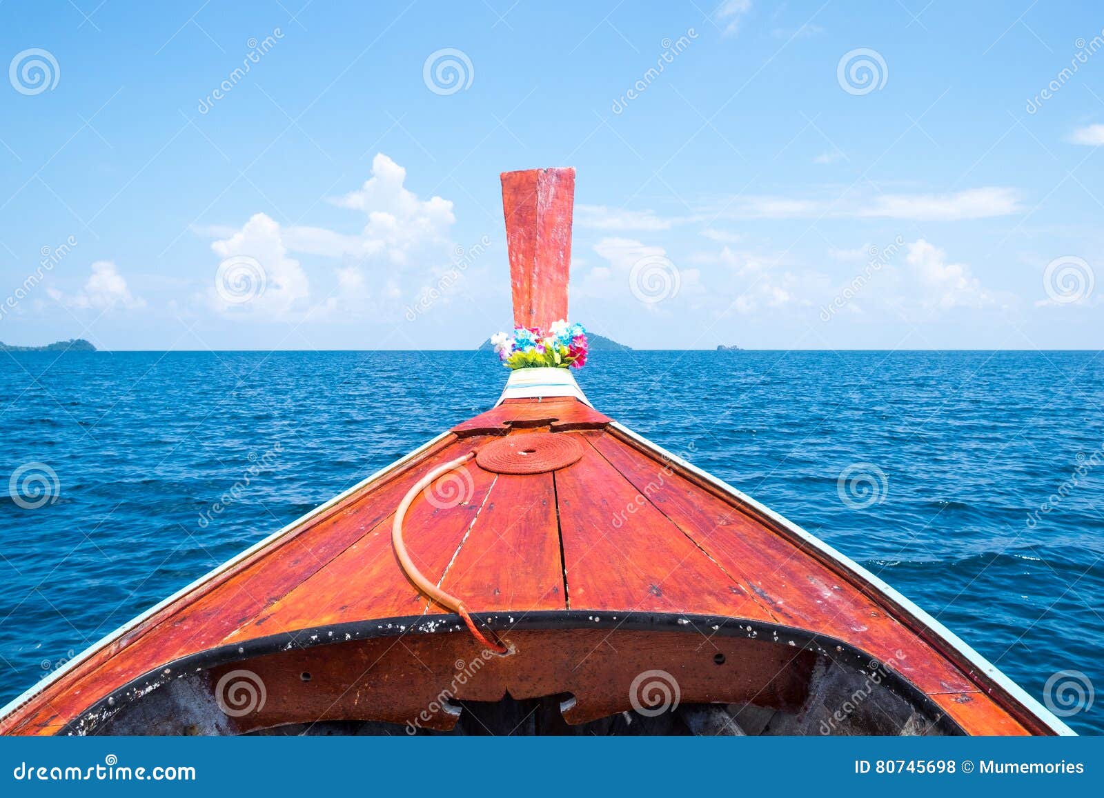 Front Longtail Boat and Blue Sea Sky Stock Photo - Image of andaman ...