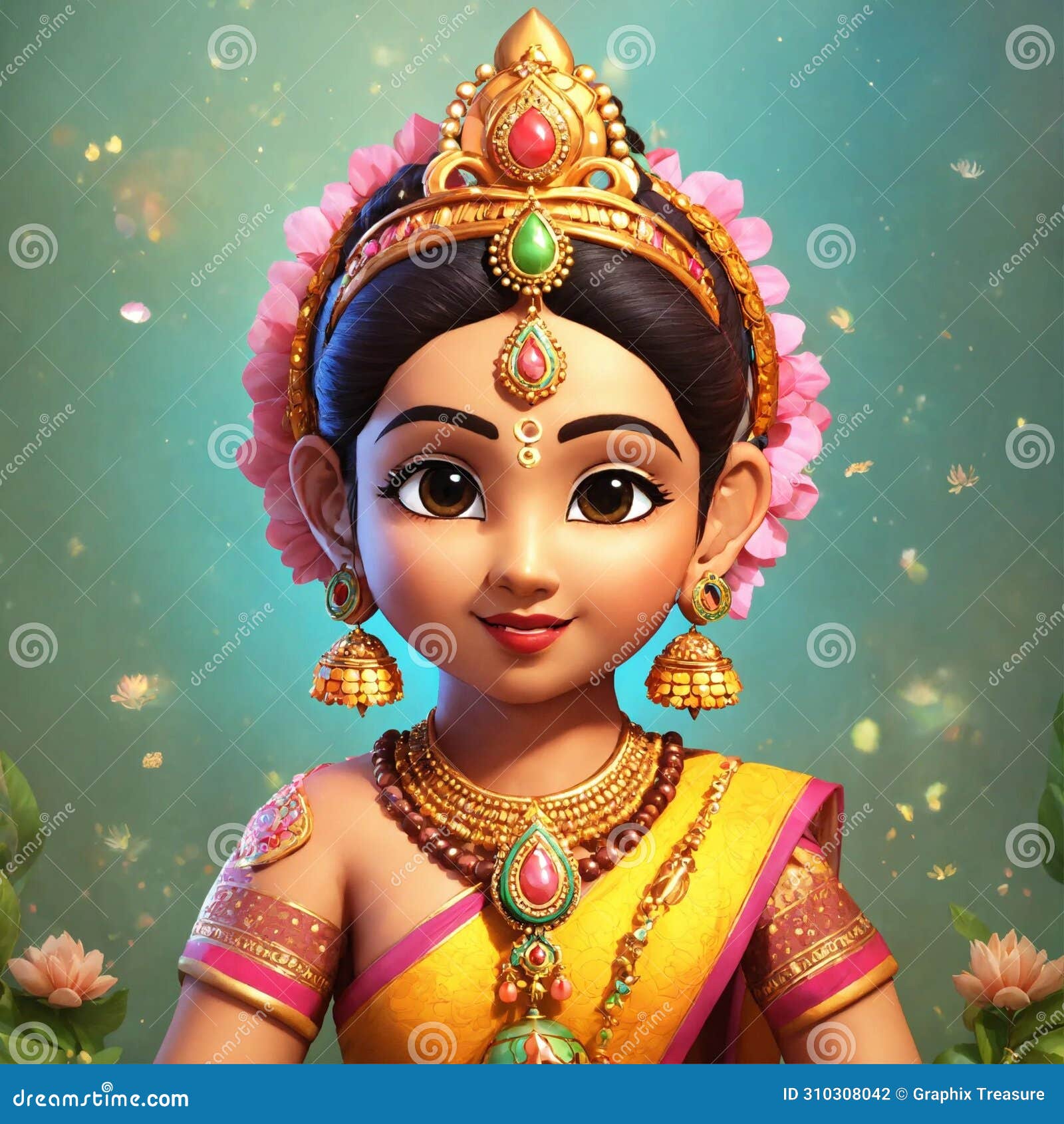 Front Look Of Goddess Lakshmi Or Parvati Generative AI Stock Photo ...