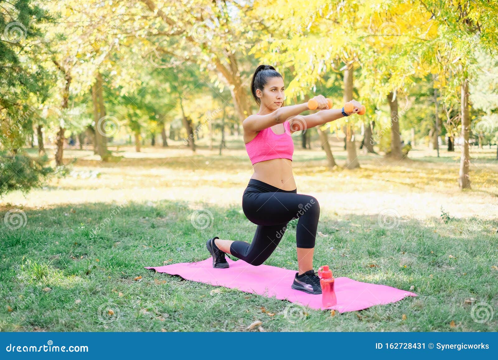 Front Lunges on Mat in the Park Stock Image - Image of girl, athlete ...