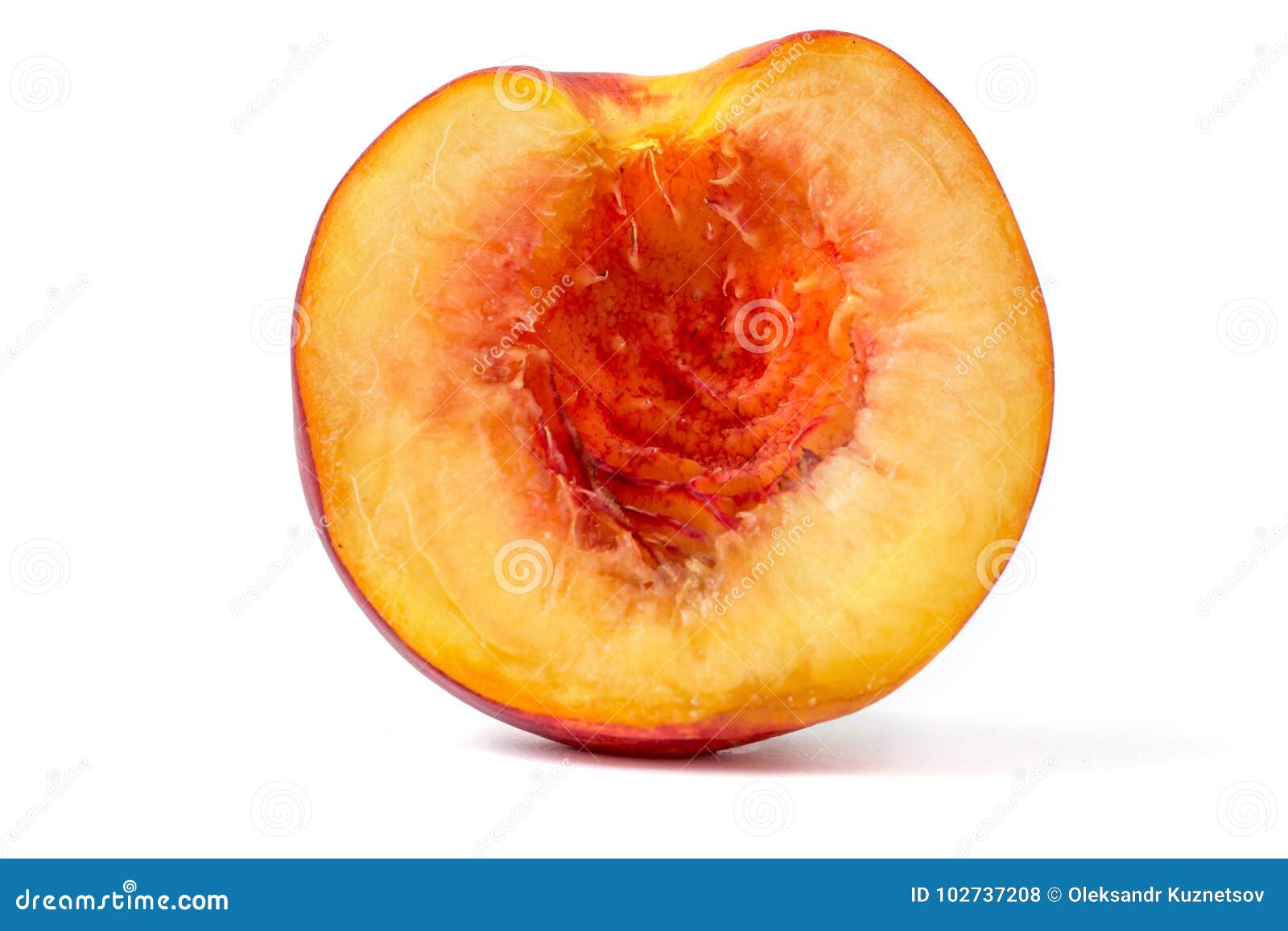 Front Macro View of Appetizing Half Peach As a Wallpaper Stock Photo ...