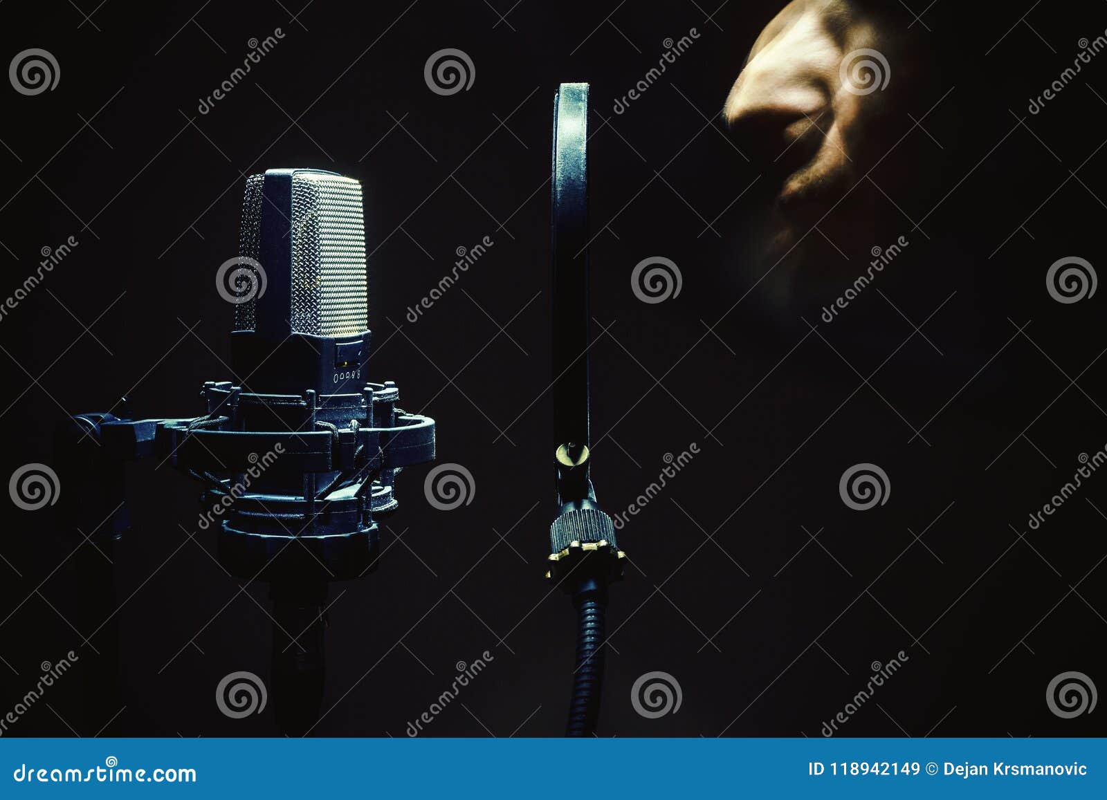 In Front of a Microphone stock image. Image of illuminated - 118942149