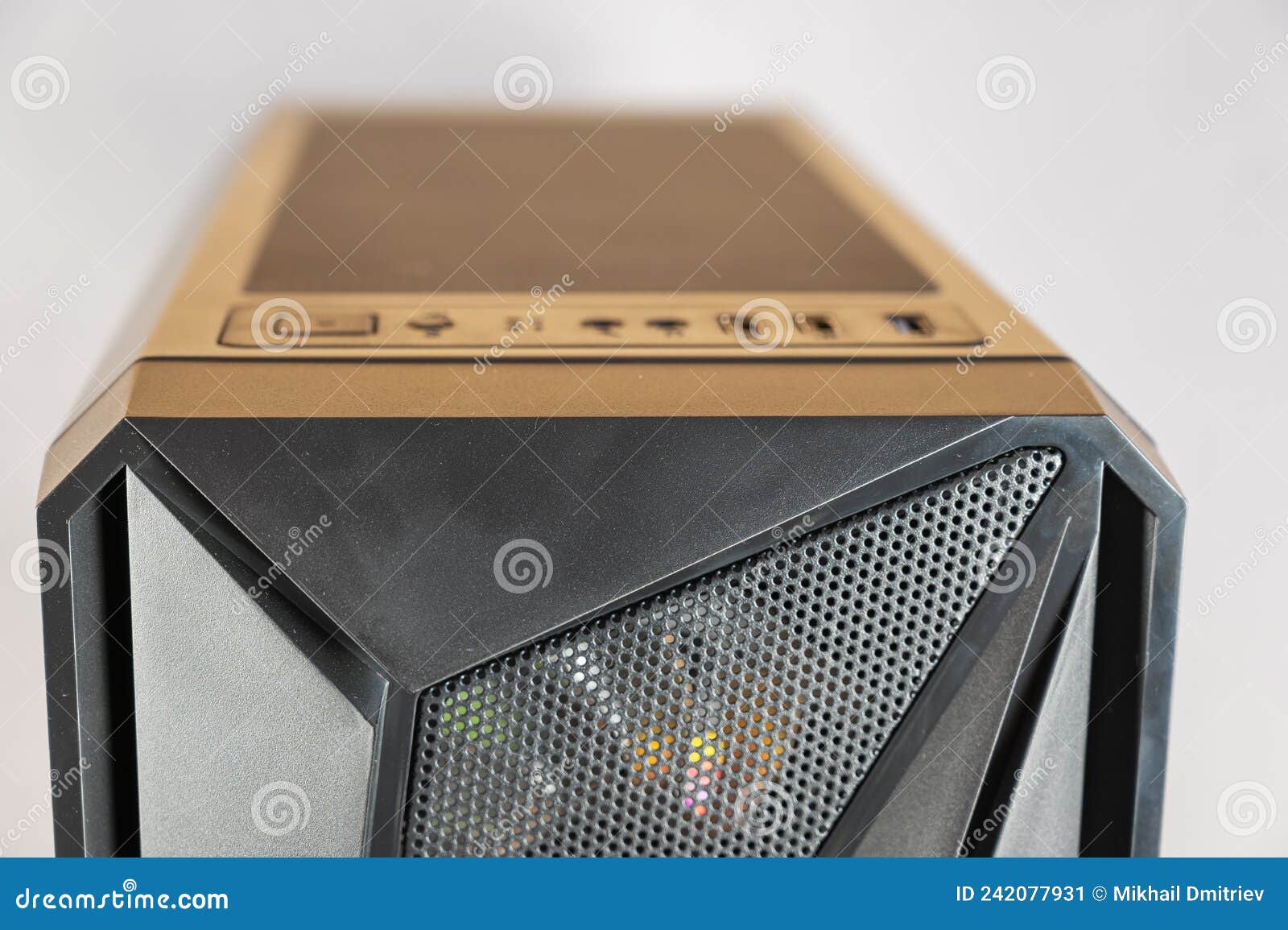 The Front of a Modern Desktop Computer. Black System Unit in a ...