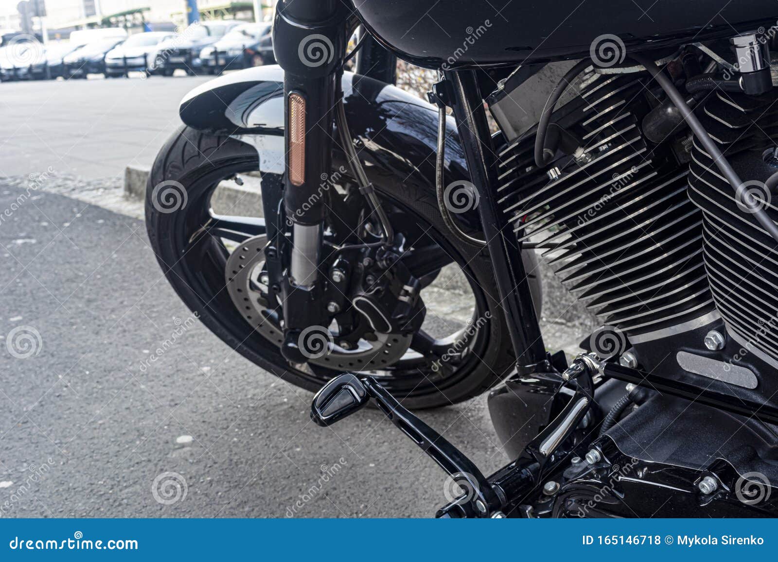 Front of the Motorcycle, Wheel, Disc Brakes Closeup Stock Photo - Image ...