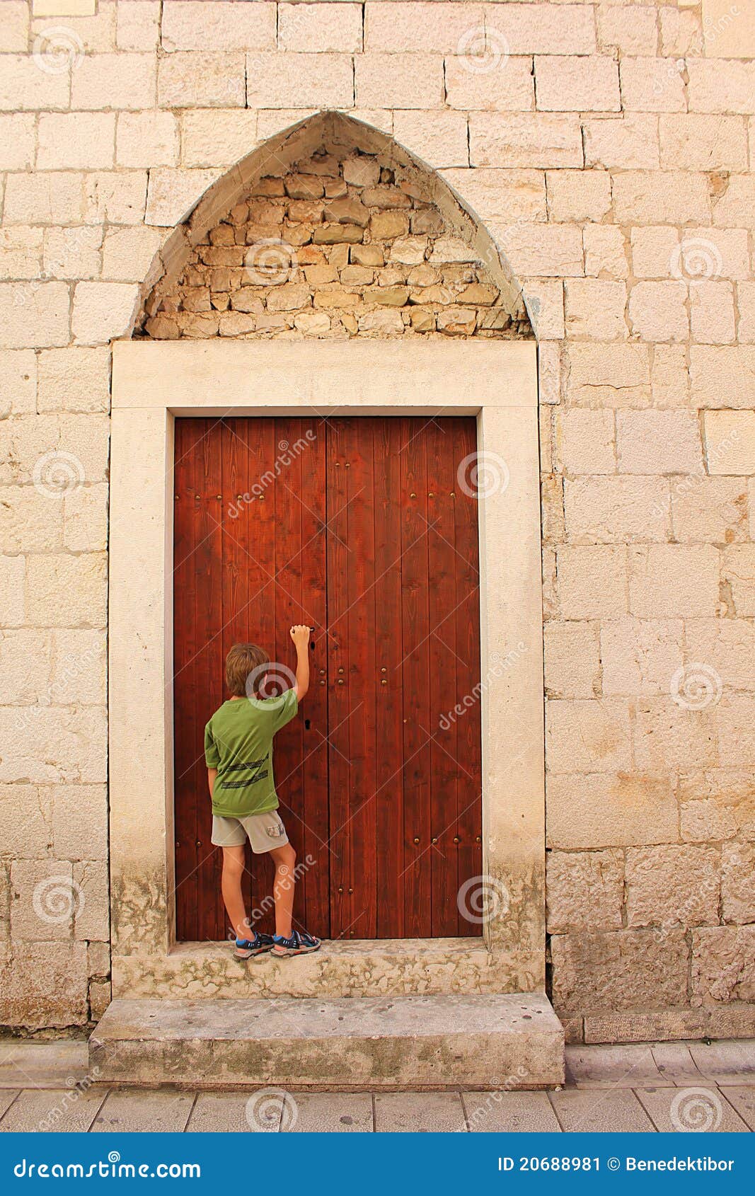 Young Boy in Front of a Mystic Door Stock Image - Image of catholic ...