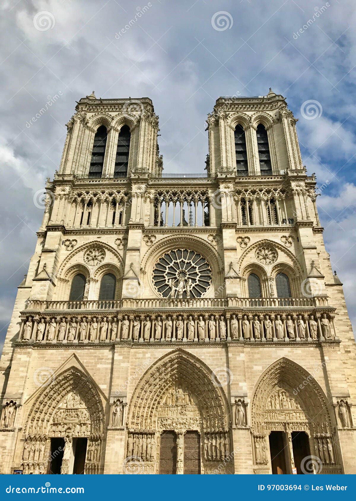 Front of Notre Dame stock photo. Image of cityscape, front - 97003694
