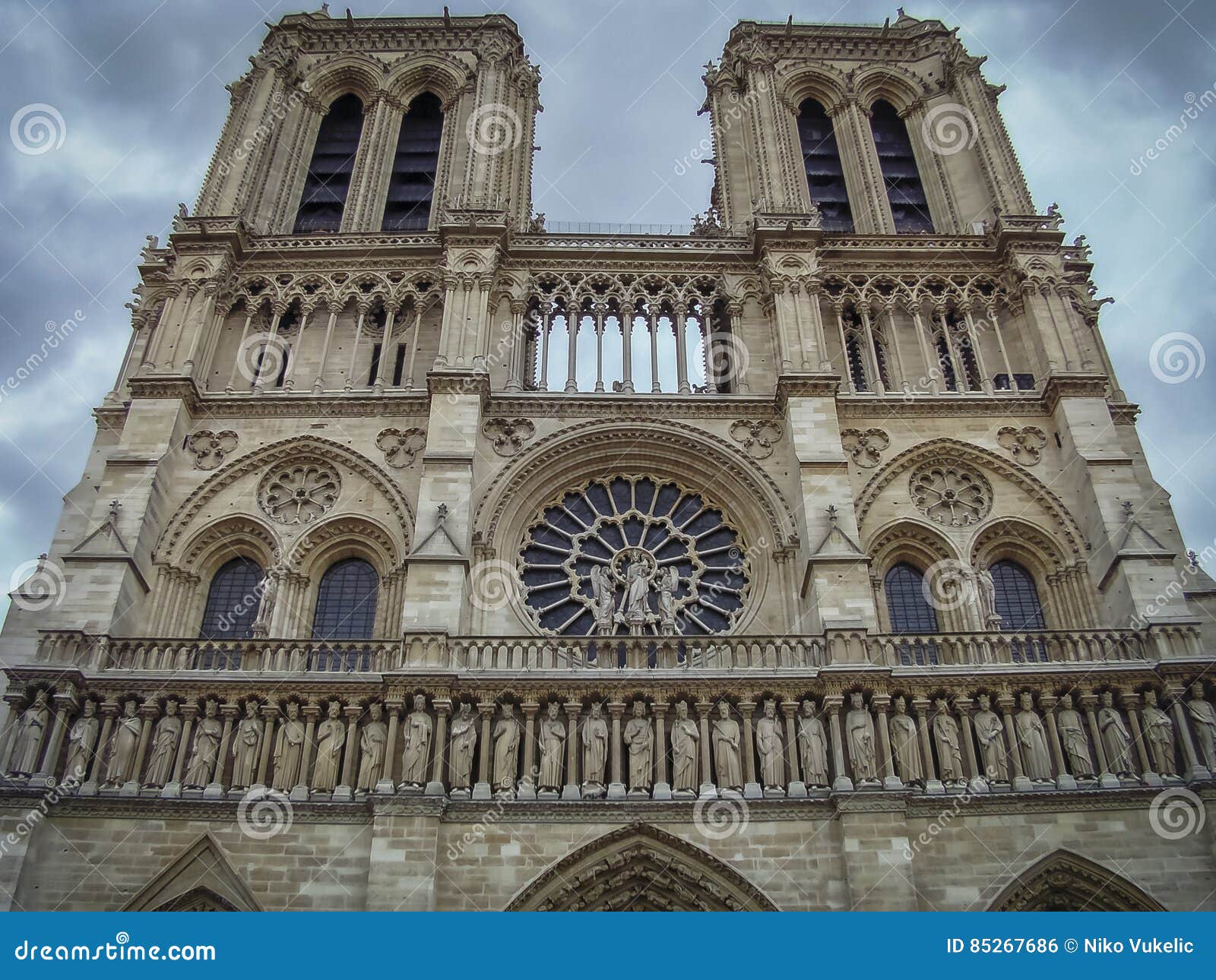 In the Front of Notre Dame De Paris Stock Photo - Image of european ...