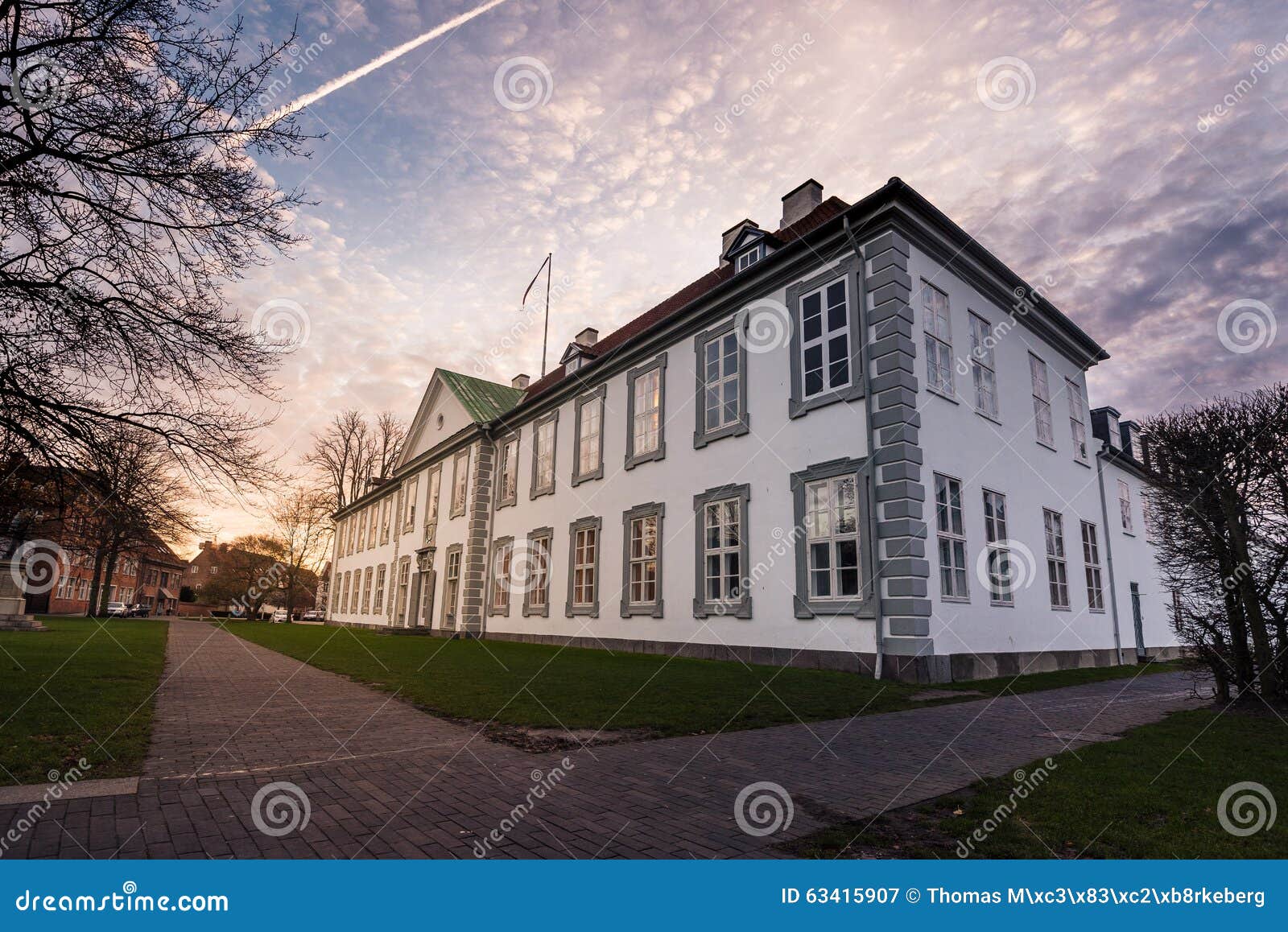 The Front of Odense Slot (castle), Denmark Stock Image - Image of grass ...