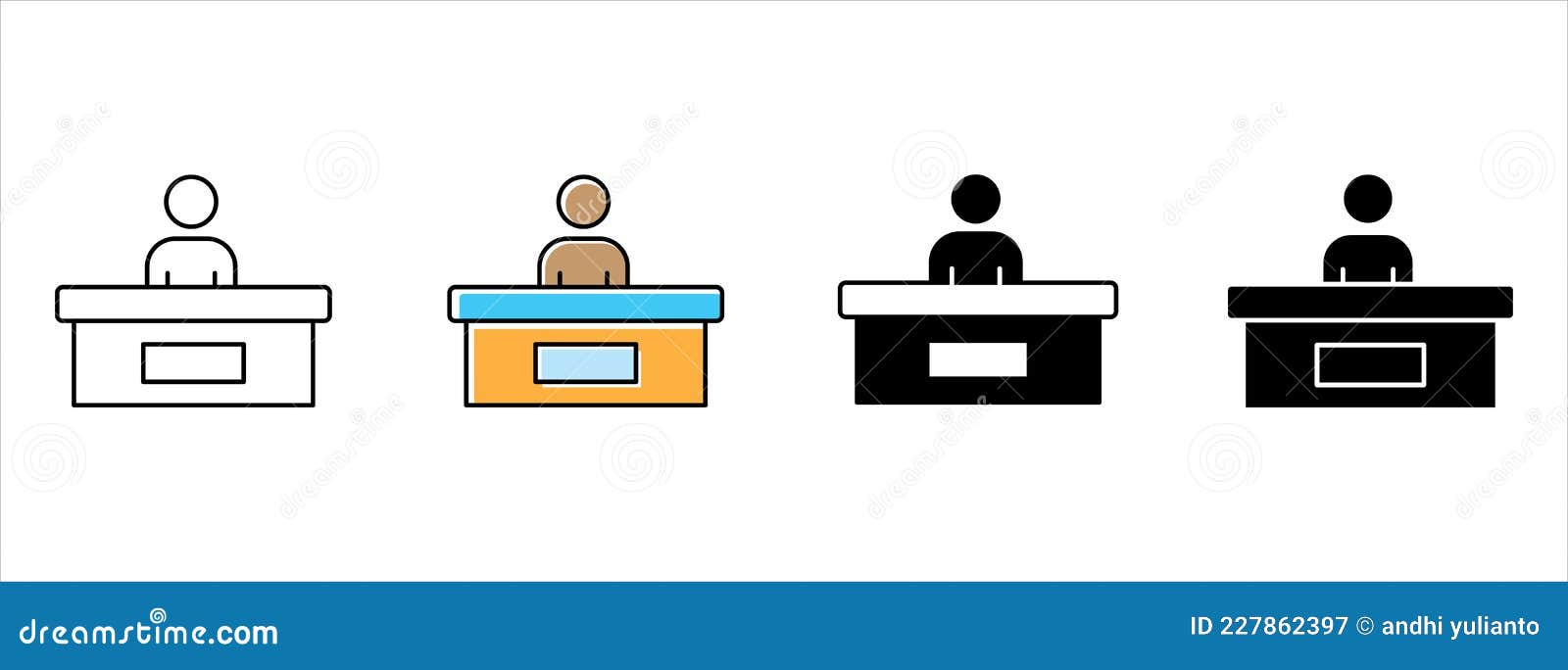 Front Office Receptionist Icon Vector Set. Security Desk Checking ...